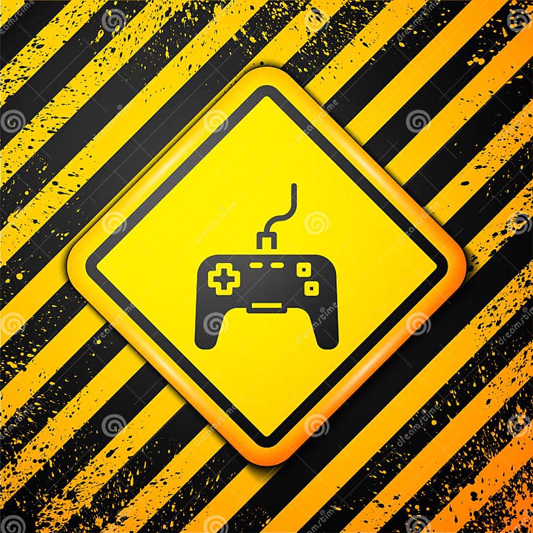 Black Gamepad Icon Isolated on Yellow Background. Game Controller ...