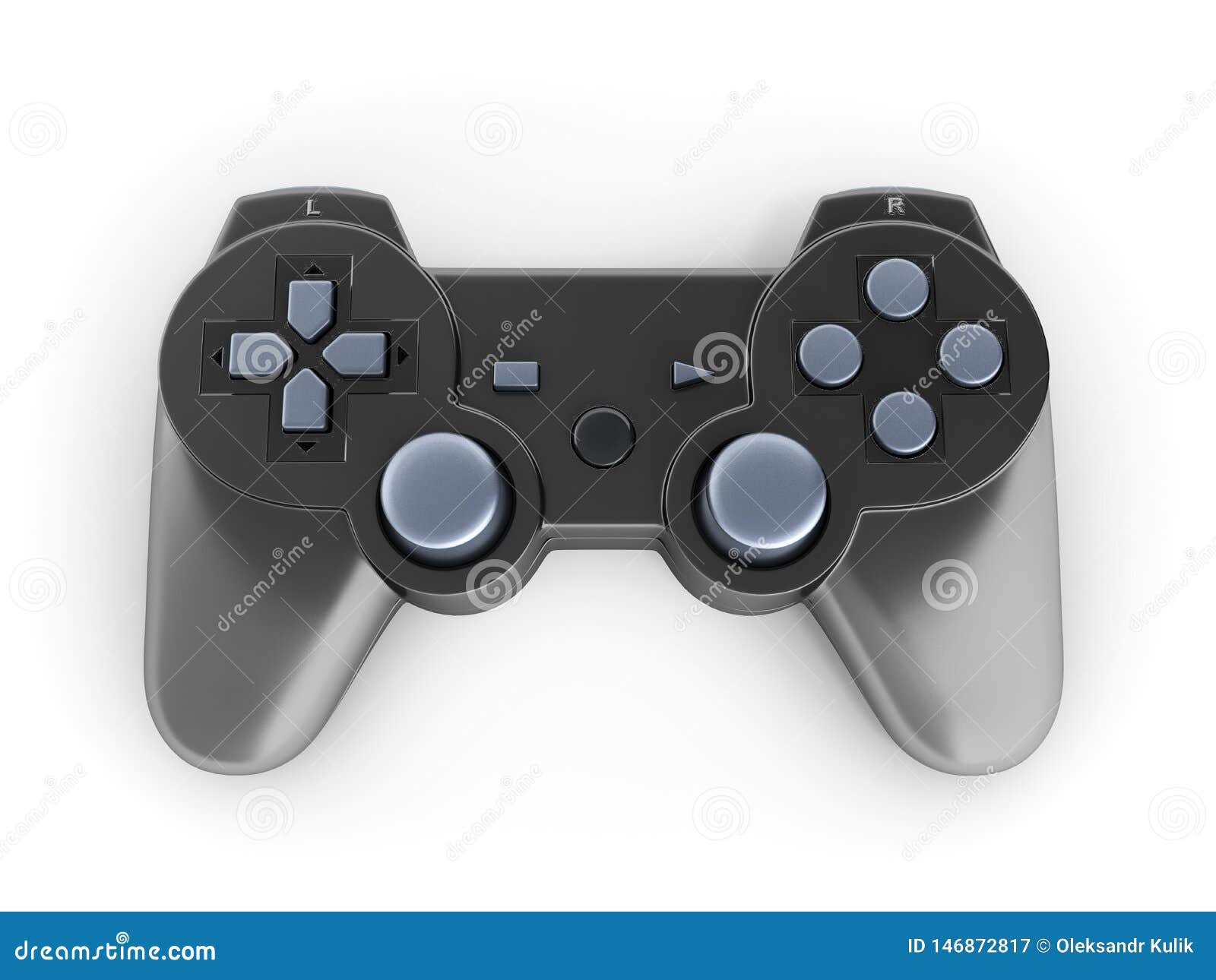 Black Gamepad Top View Isolated on White Background 3d Stock ...