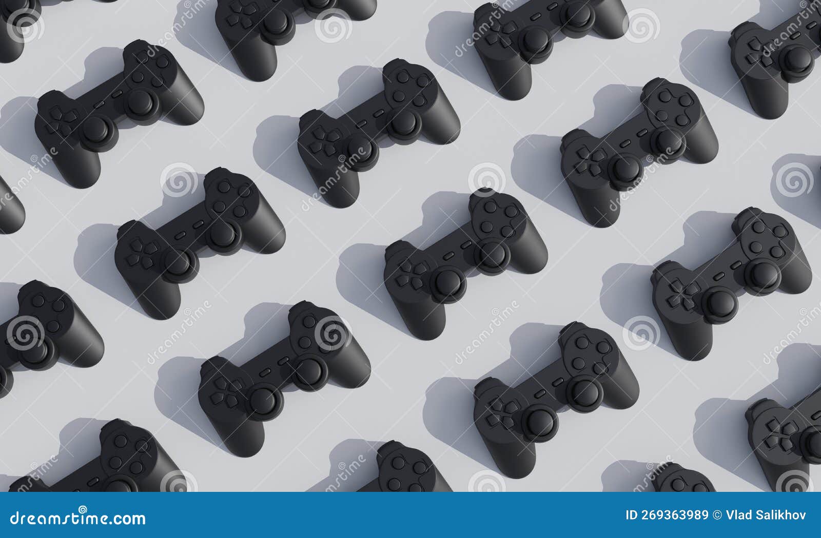 Black Gamepads Pattern Set on White Background with Shadows. Video ...