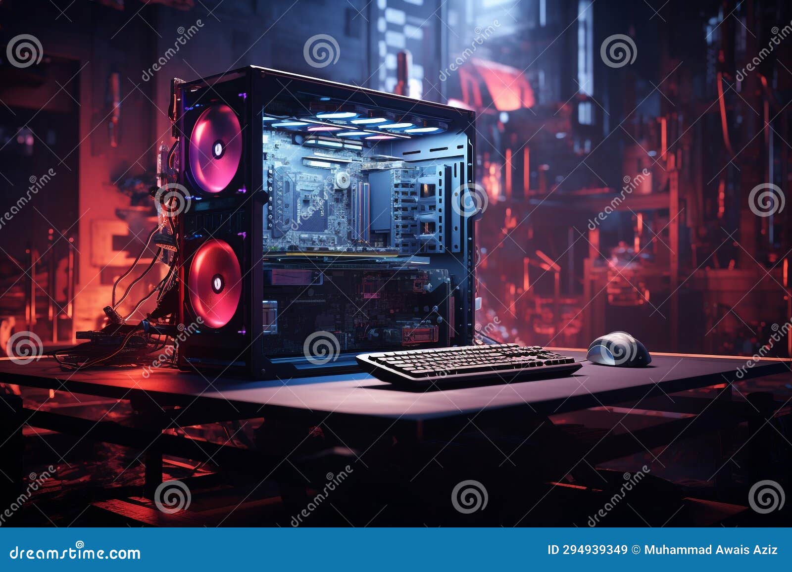 Black Gaming Computer with Colorful Lights in Dark Room - Ai Generated ...