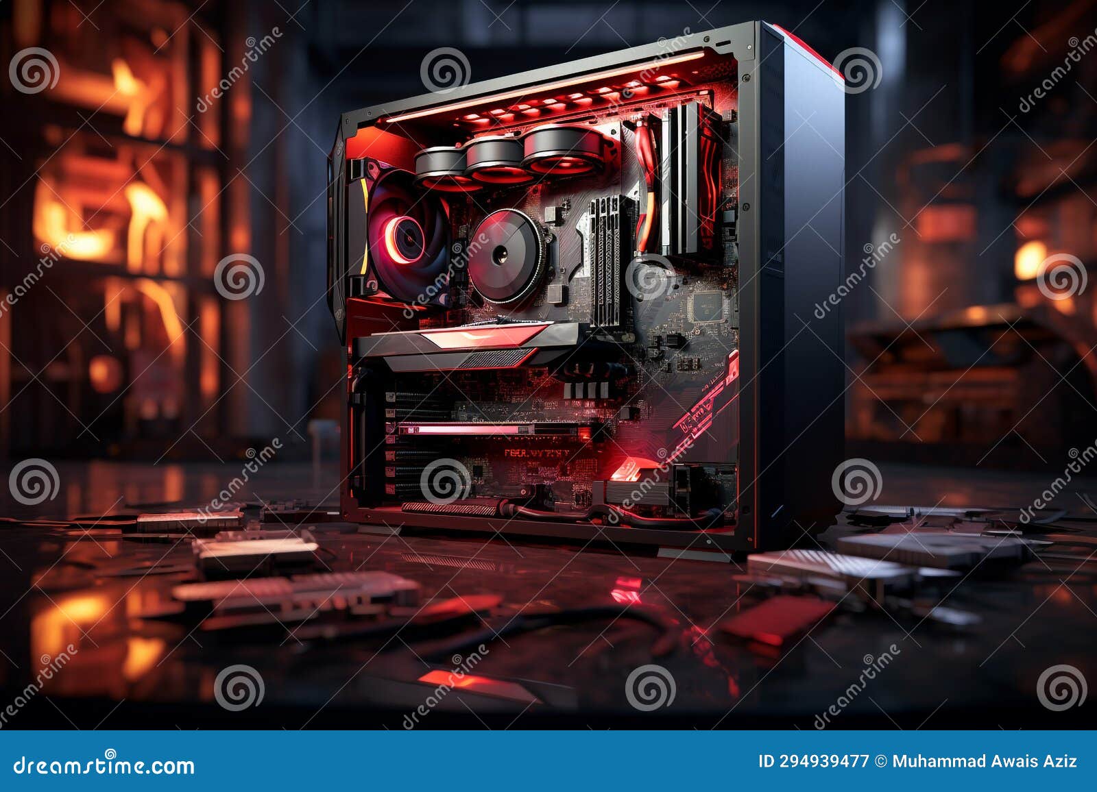 Black Gaming Computer with Colorful Lights in Dark Room - Ai Generated ...
