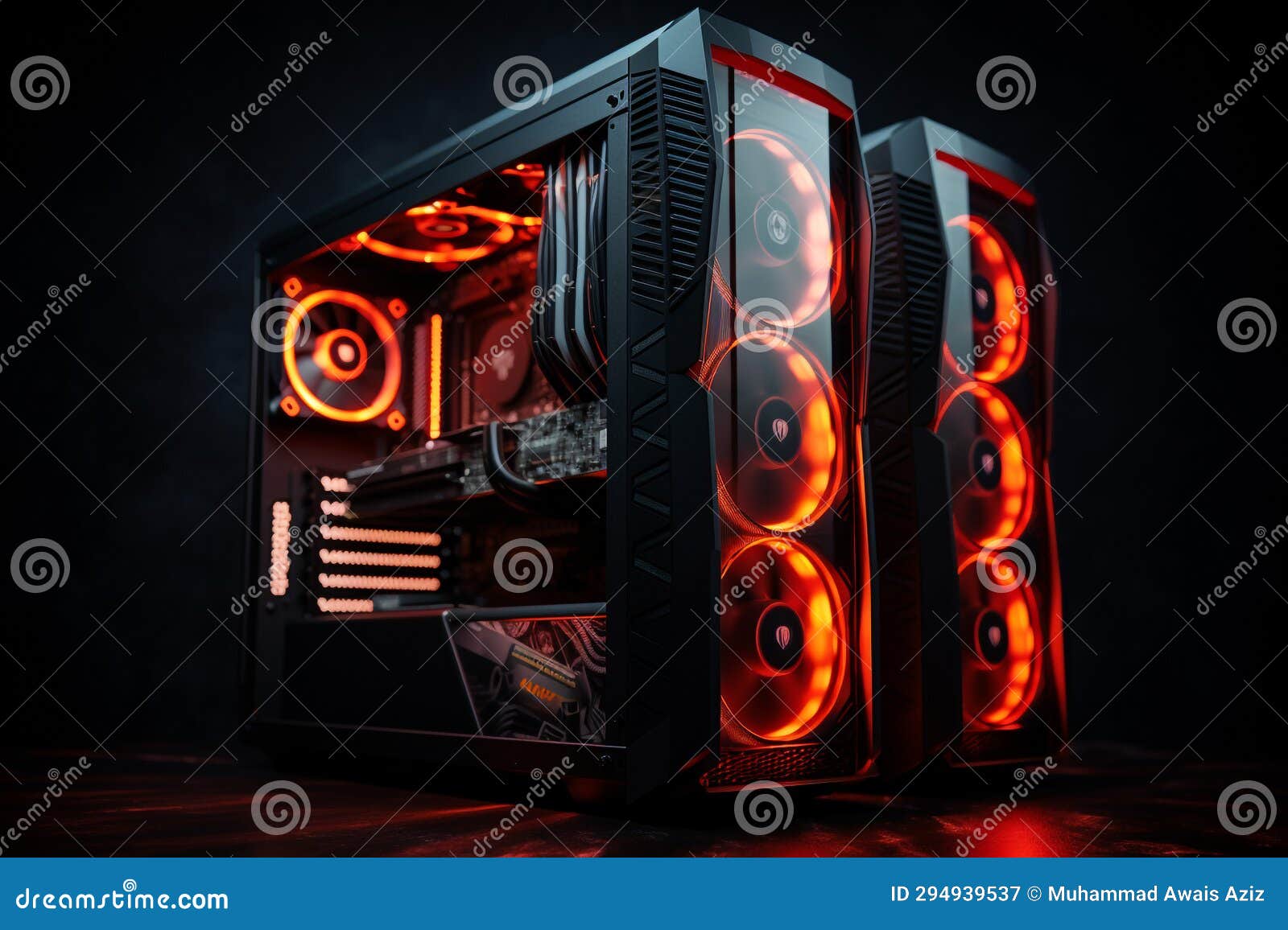 Black Gaming Computer with Colorful Lights in Dark Room - Ai Generated ...