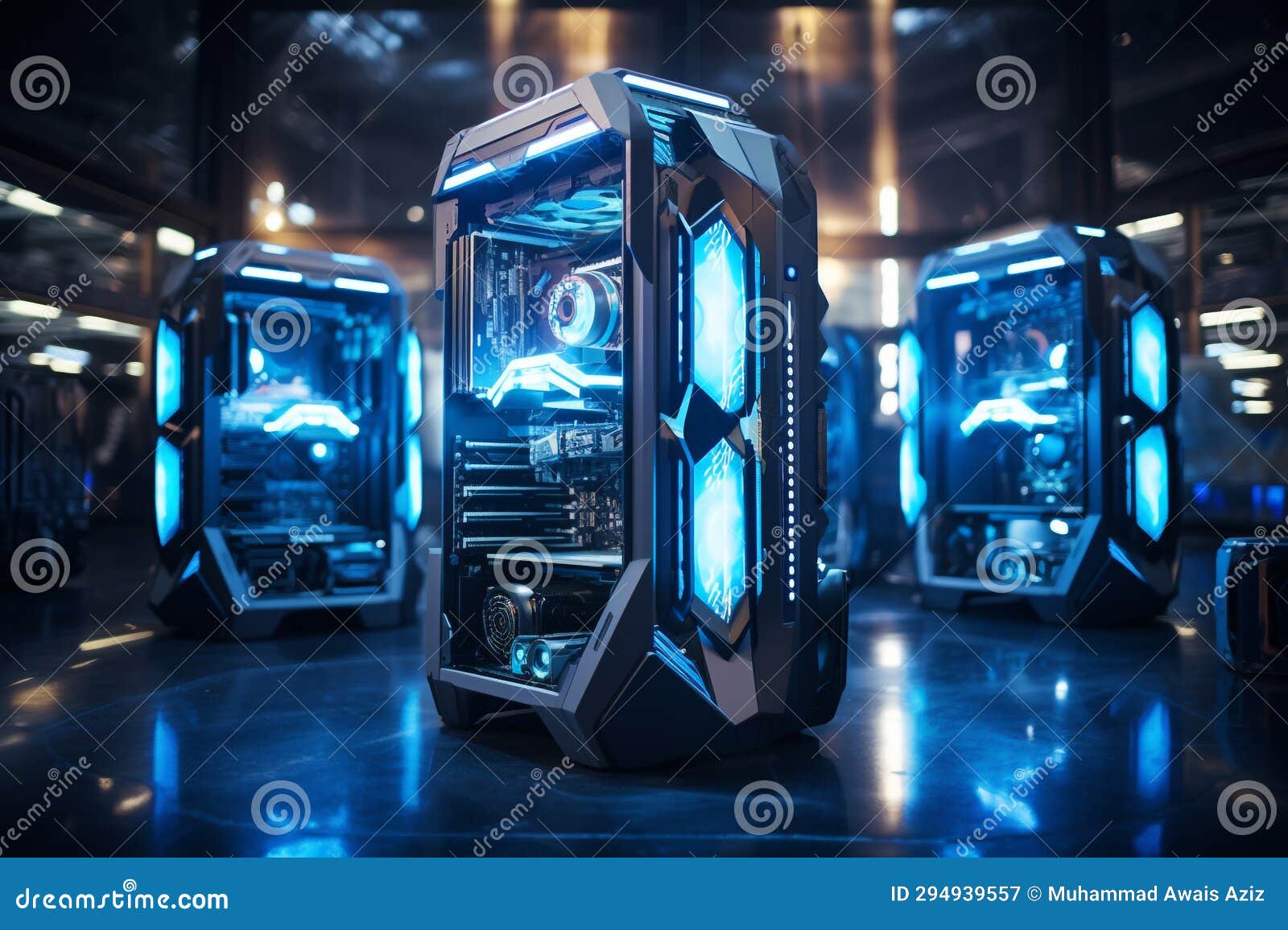 Black Gaming Computer with Colorful Lights in Dark Room - Ai Generated ...