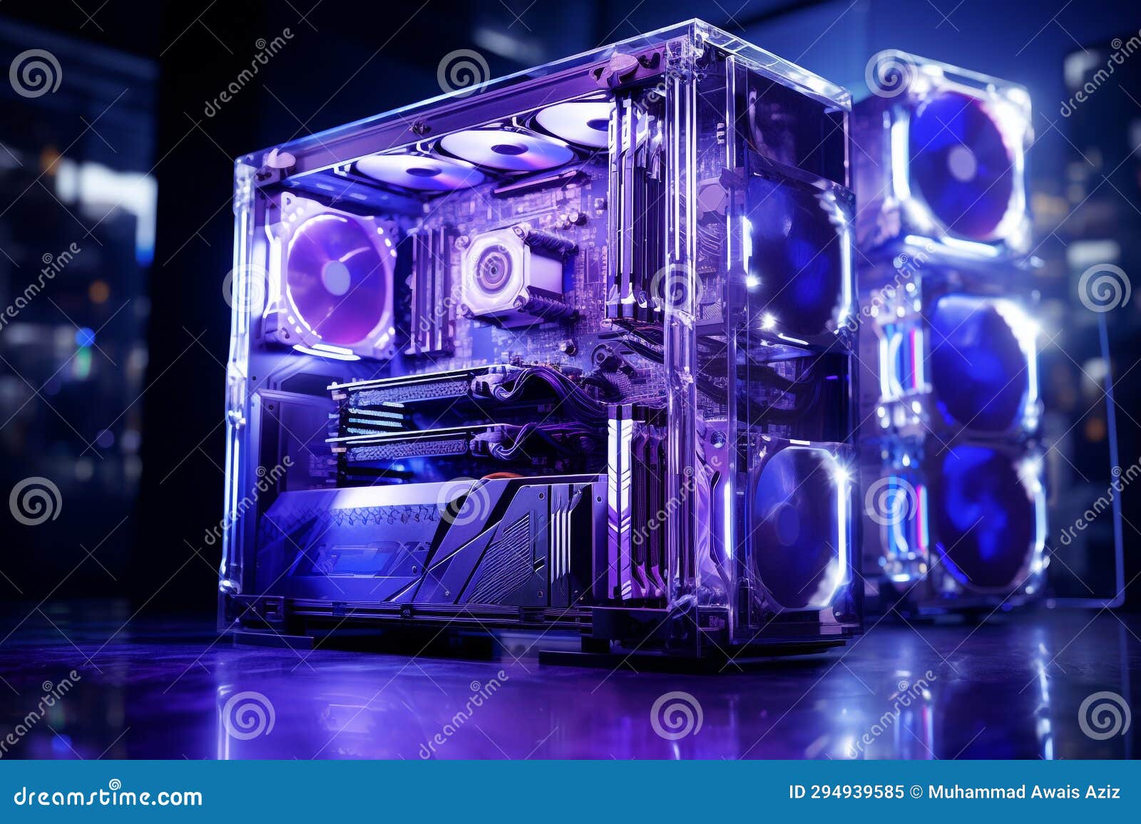 Black Gaming Computer with Colorful Lights in Dark Room - Ai Generated ...