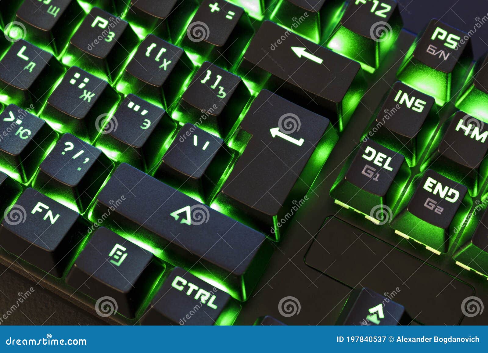 Black Gaming Keyboard with Backlight. Close Up Stock Image - Image of ...