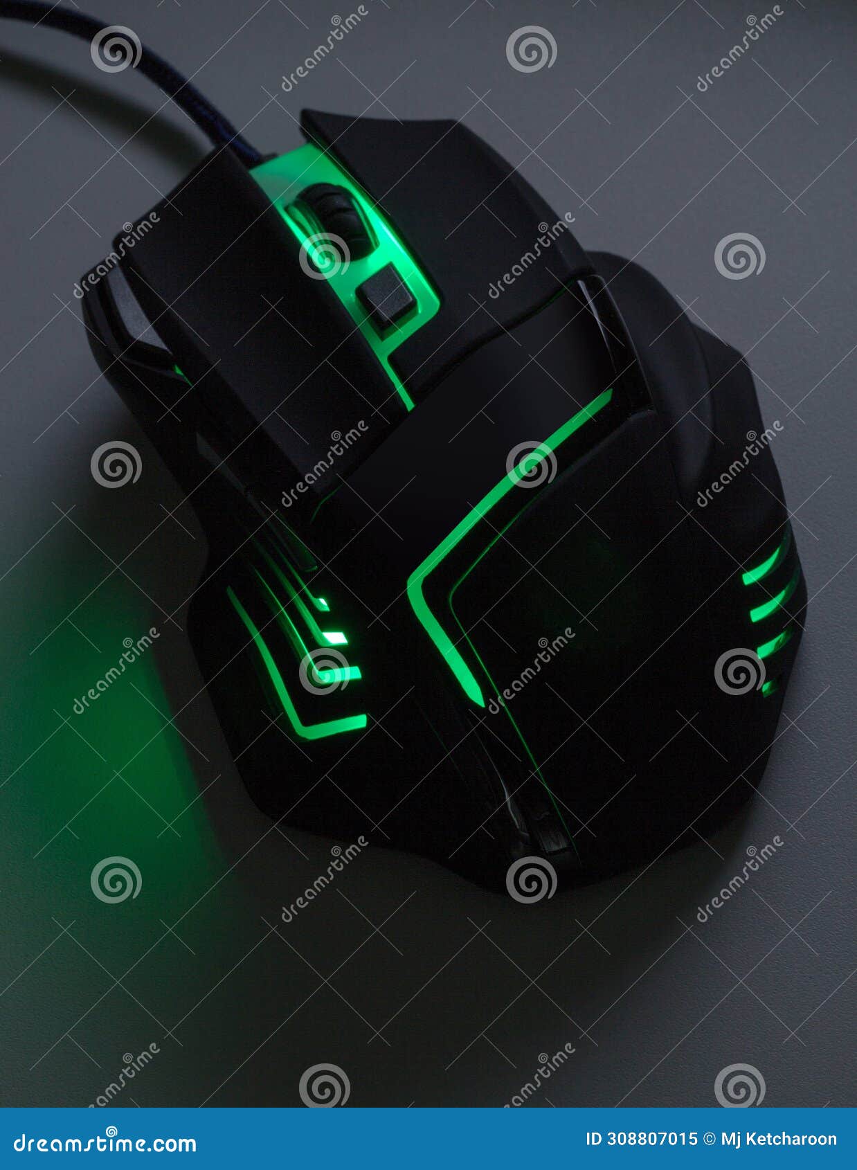 A Black Gaming Mouse with a Green Light Stock Image - Image of keys ...