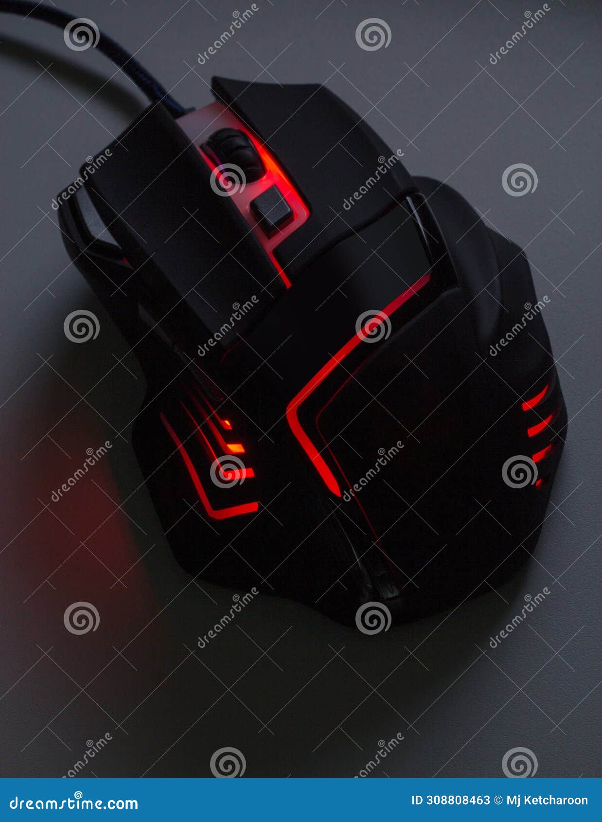 A Black Gaming Mouse with a Red Light Stock Image - Image of ergonomic ...