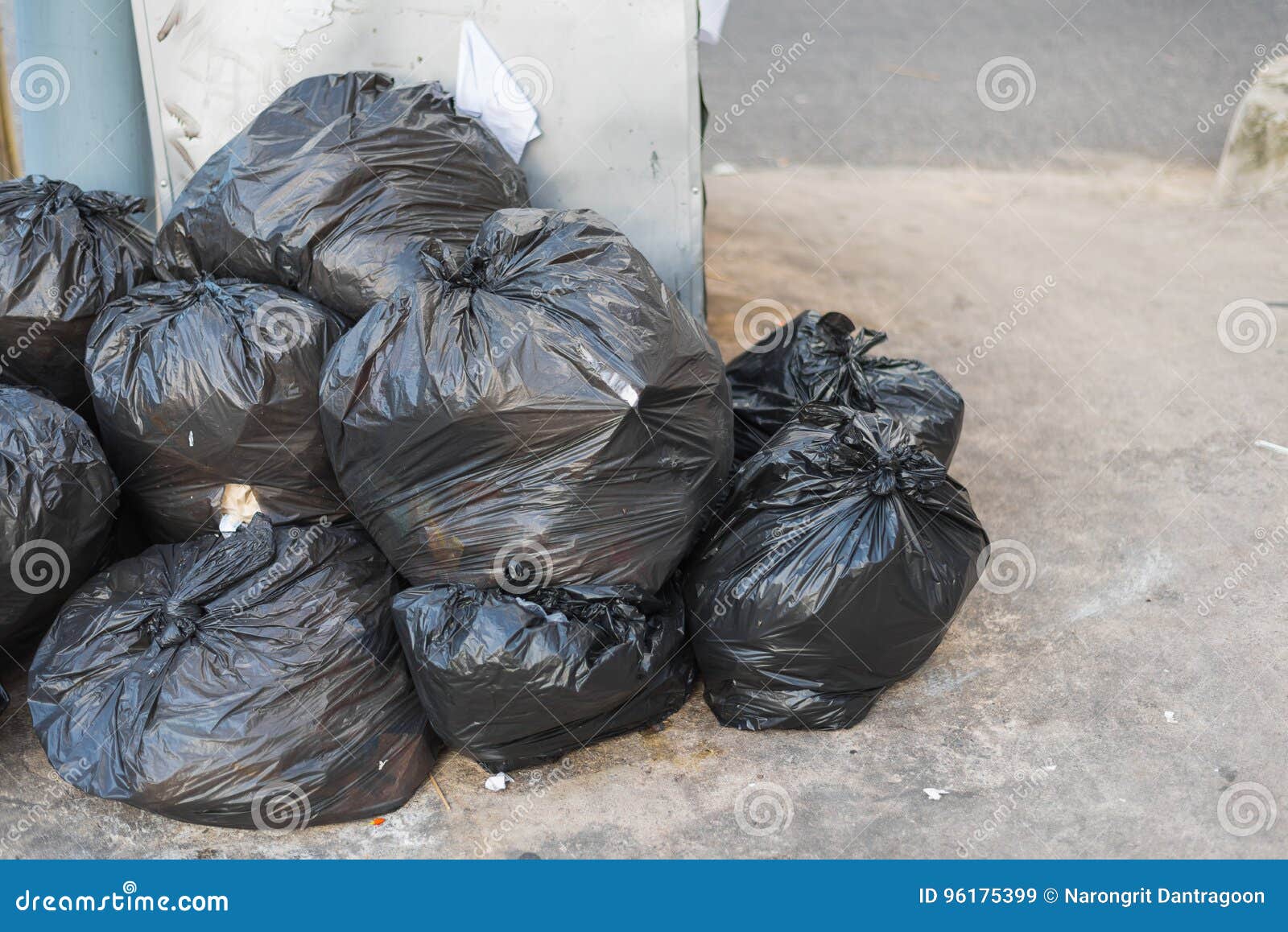 Black Garbage Bag on the Street. Stock Image - Image of messy, consumer ...
