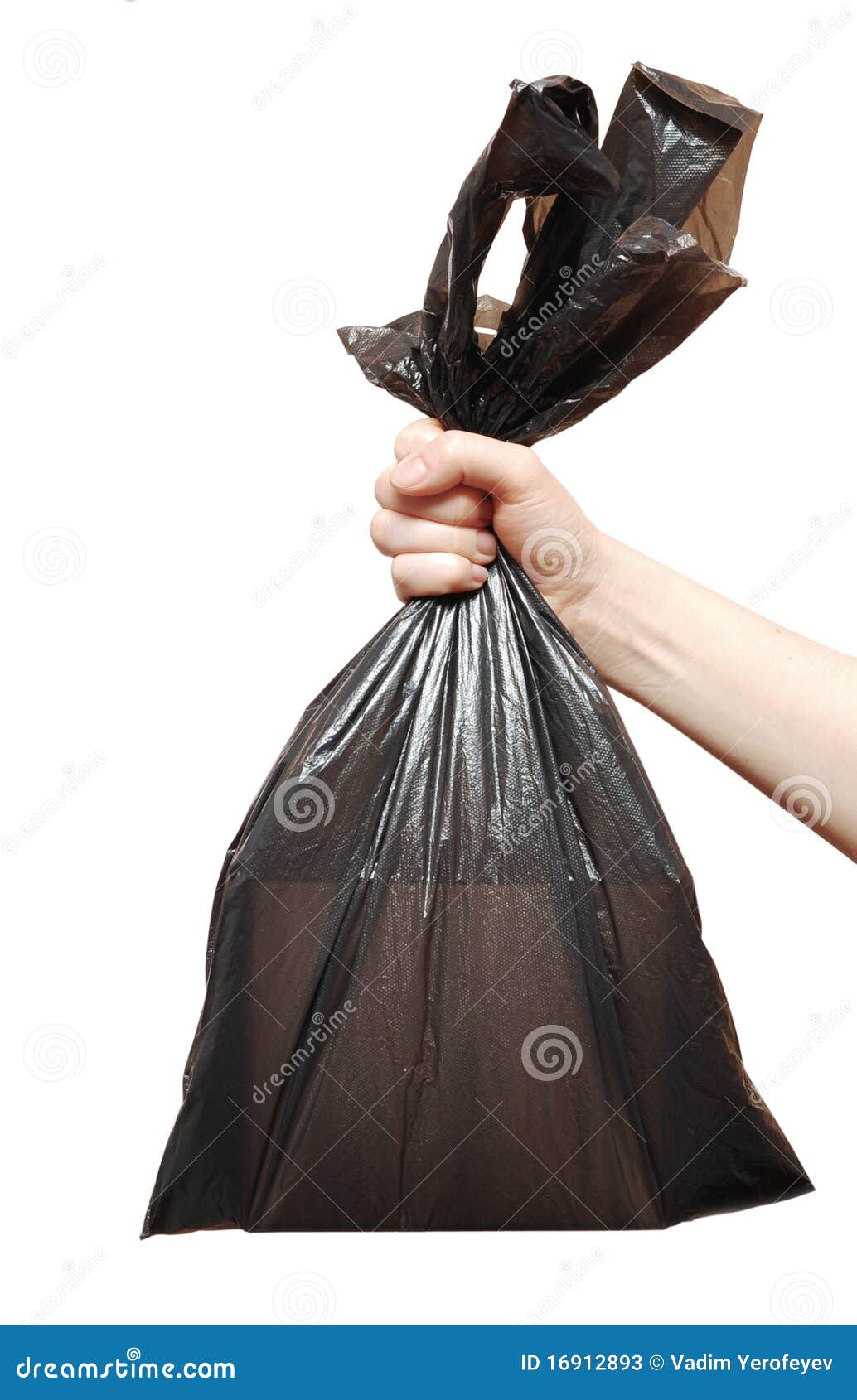 Black Garbage Bag in Women Hand Stock Image - Image of holding, junk ...