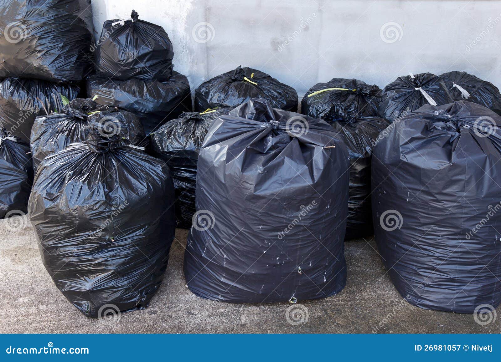 Black garbage bags stock image. Image of environment - 26981057
