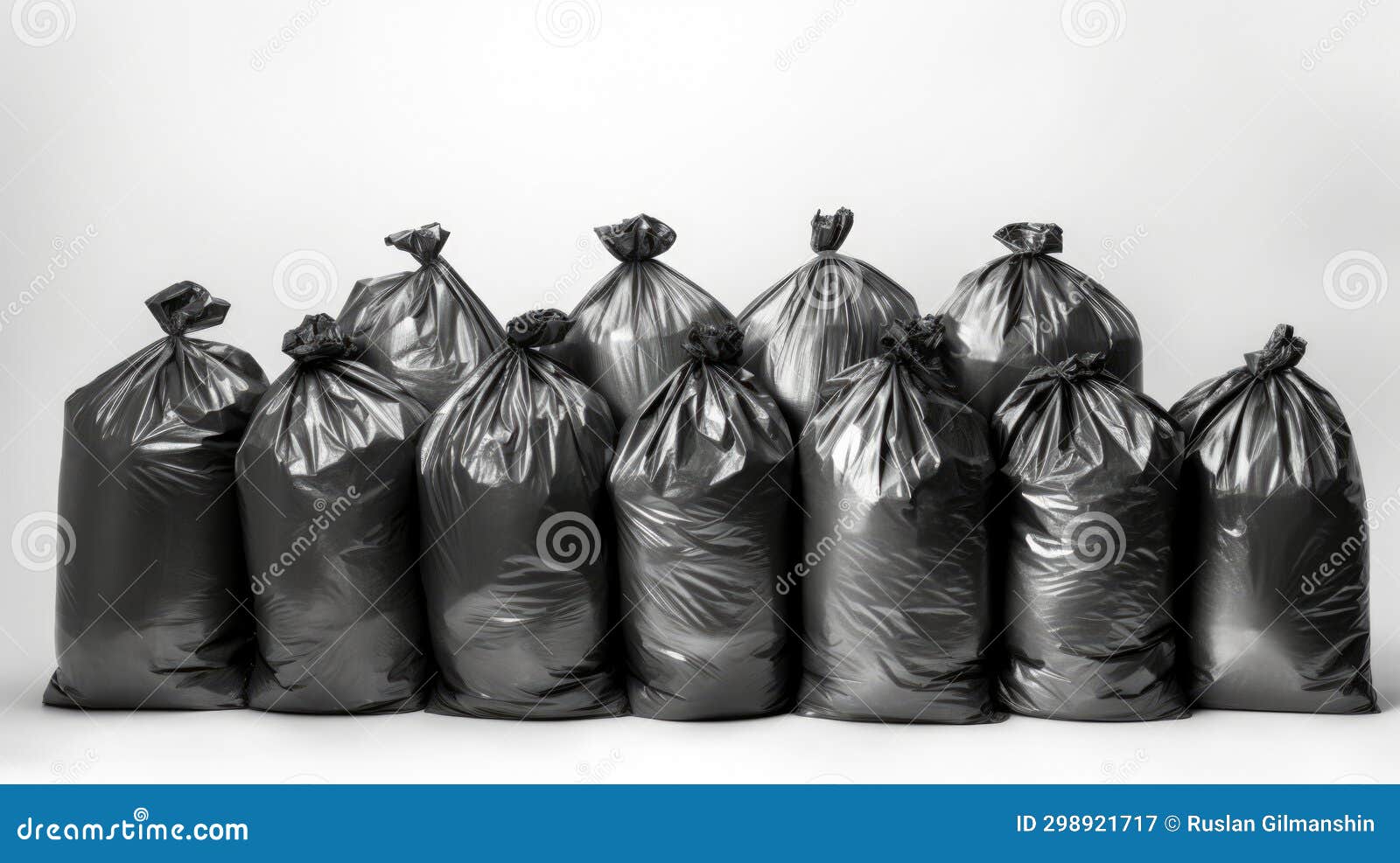 Black Garbage Bags Stack or Waste Plastic Bags Isolated on White ...