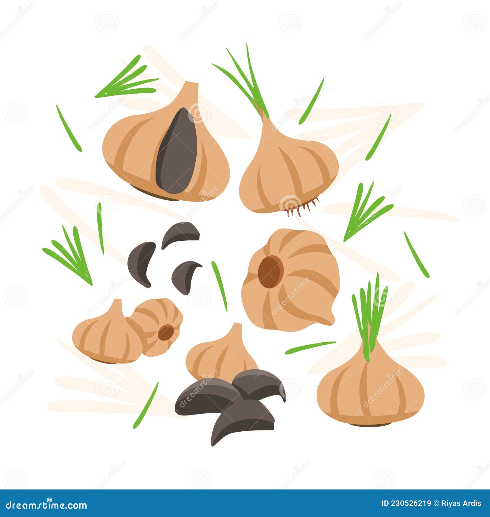 Black Garlic Elements Abstract Vector Design Background for Packaging ...