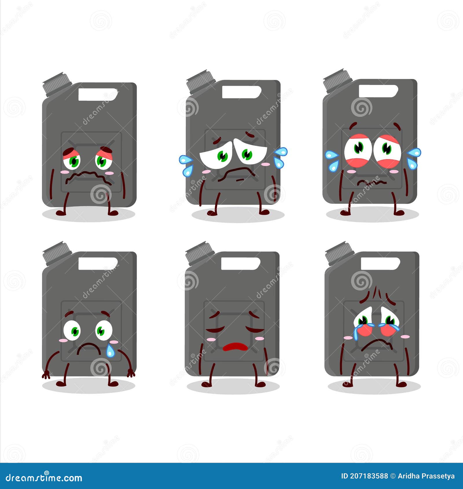 Black Gasoline Tank Cartoon Character with Sad Expression Stock Vector ...