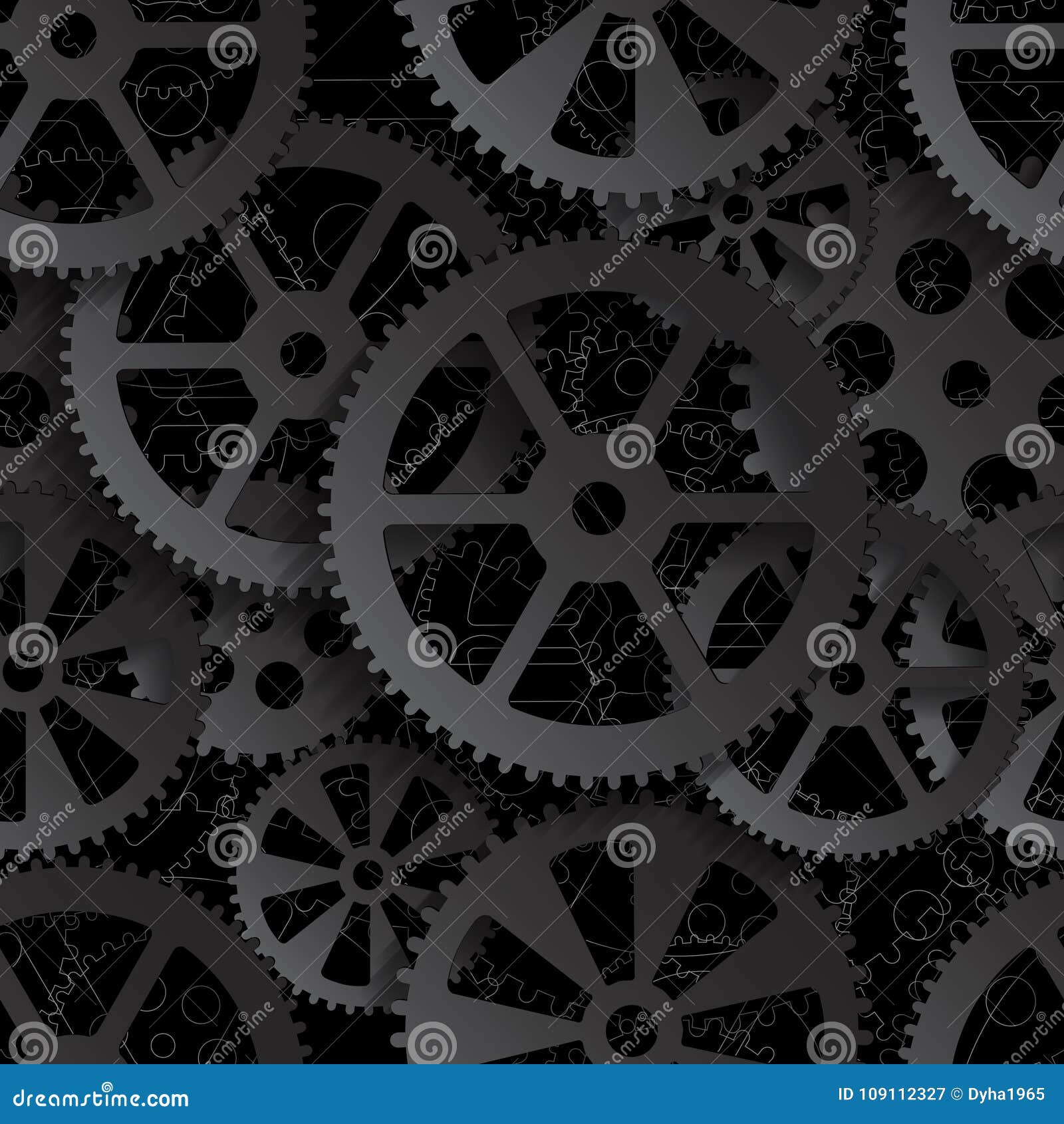 Black gears seamless stock vector. Illustration of eternity - 109112327