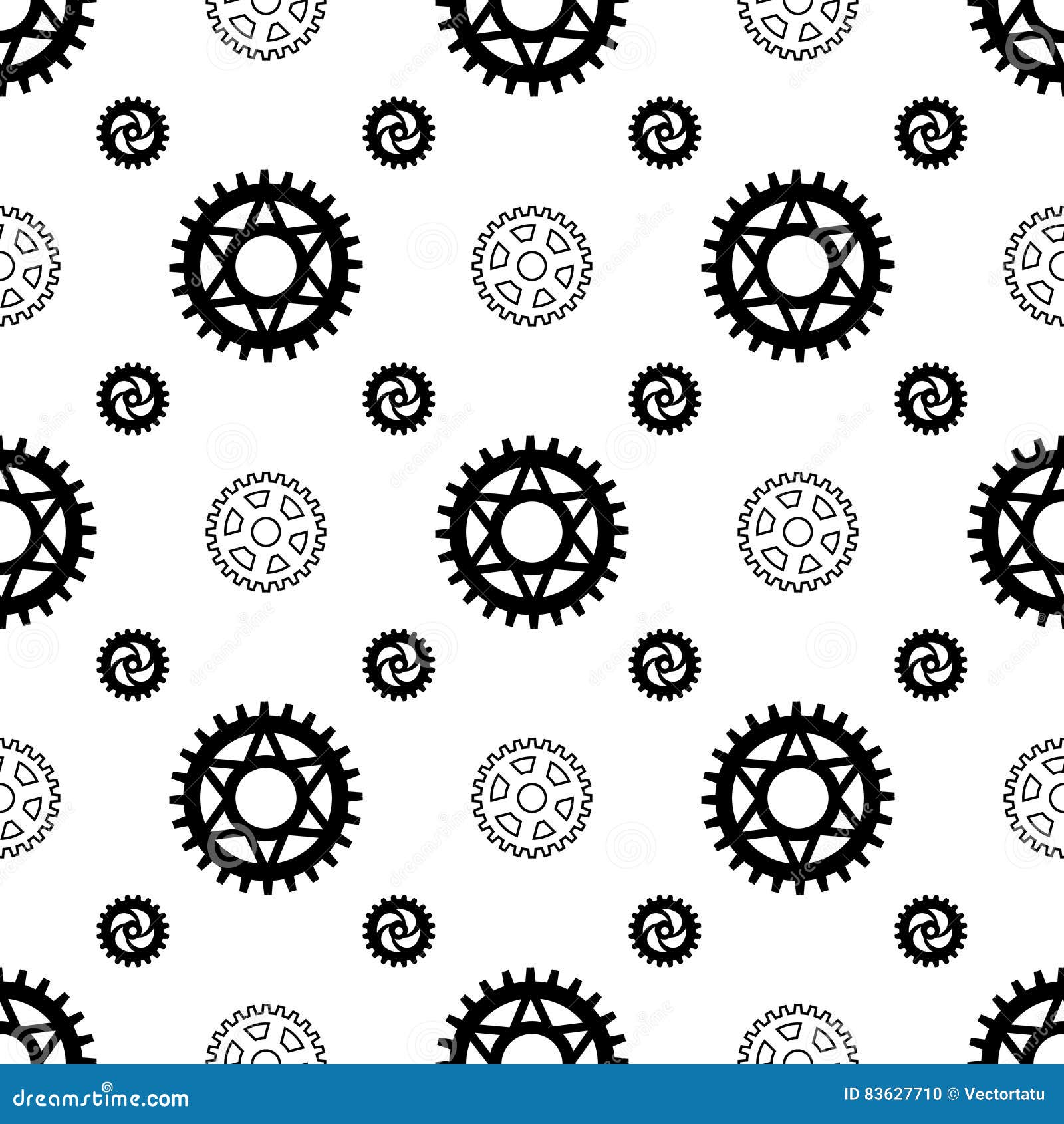 Black Gears on White Seamless Pattern Stock Vector - Illustration of ...