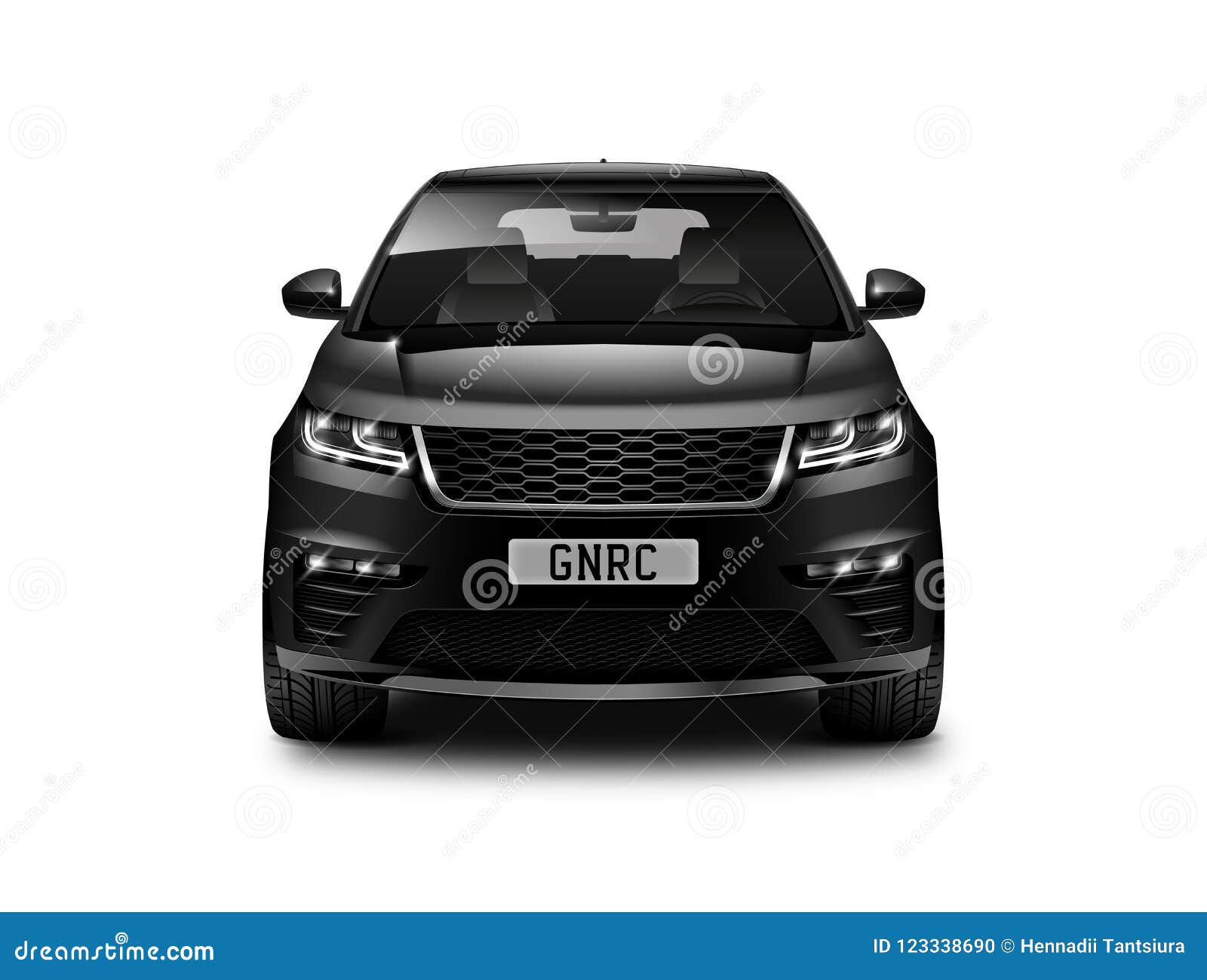 Black Generic SUV Car on White Background Front View with Isolated Path ...
