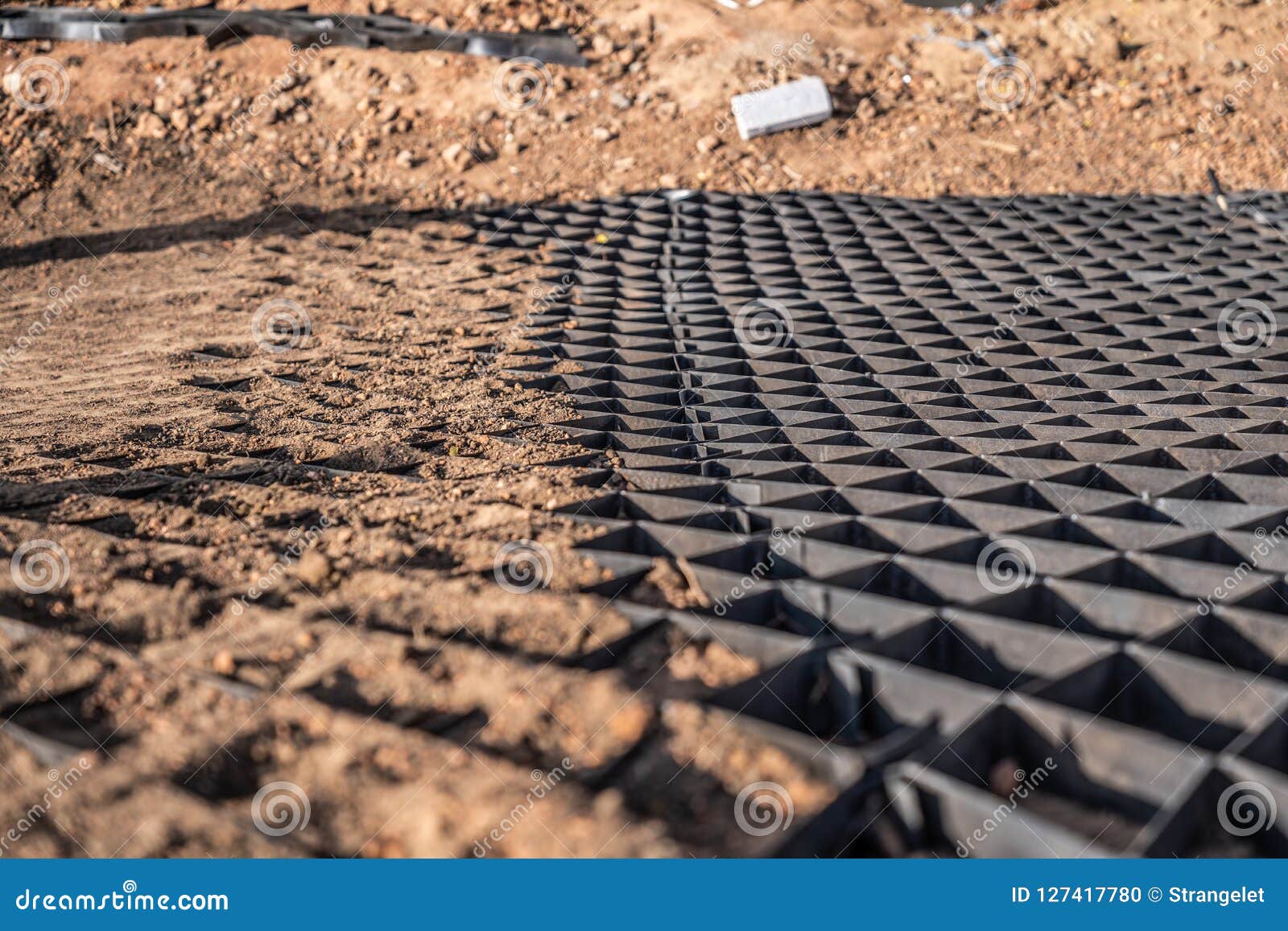 Black Geogrid Filled with a Soil for Stability of Steep Hill Stock ...