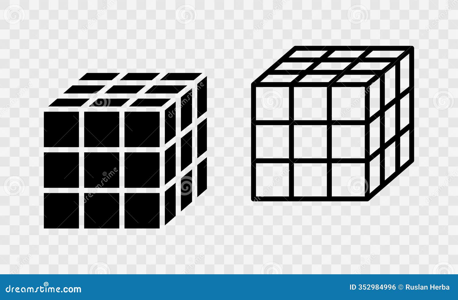 Black Geometric Cube on Transparent Background. Logic and Thinking Game ...