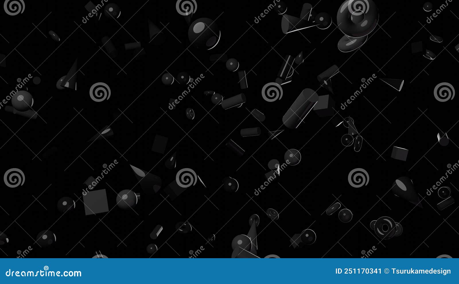 Black Geometric Objects on Black Background. Stock Illustration ...