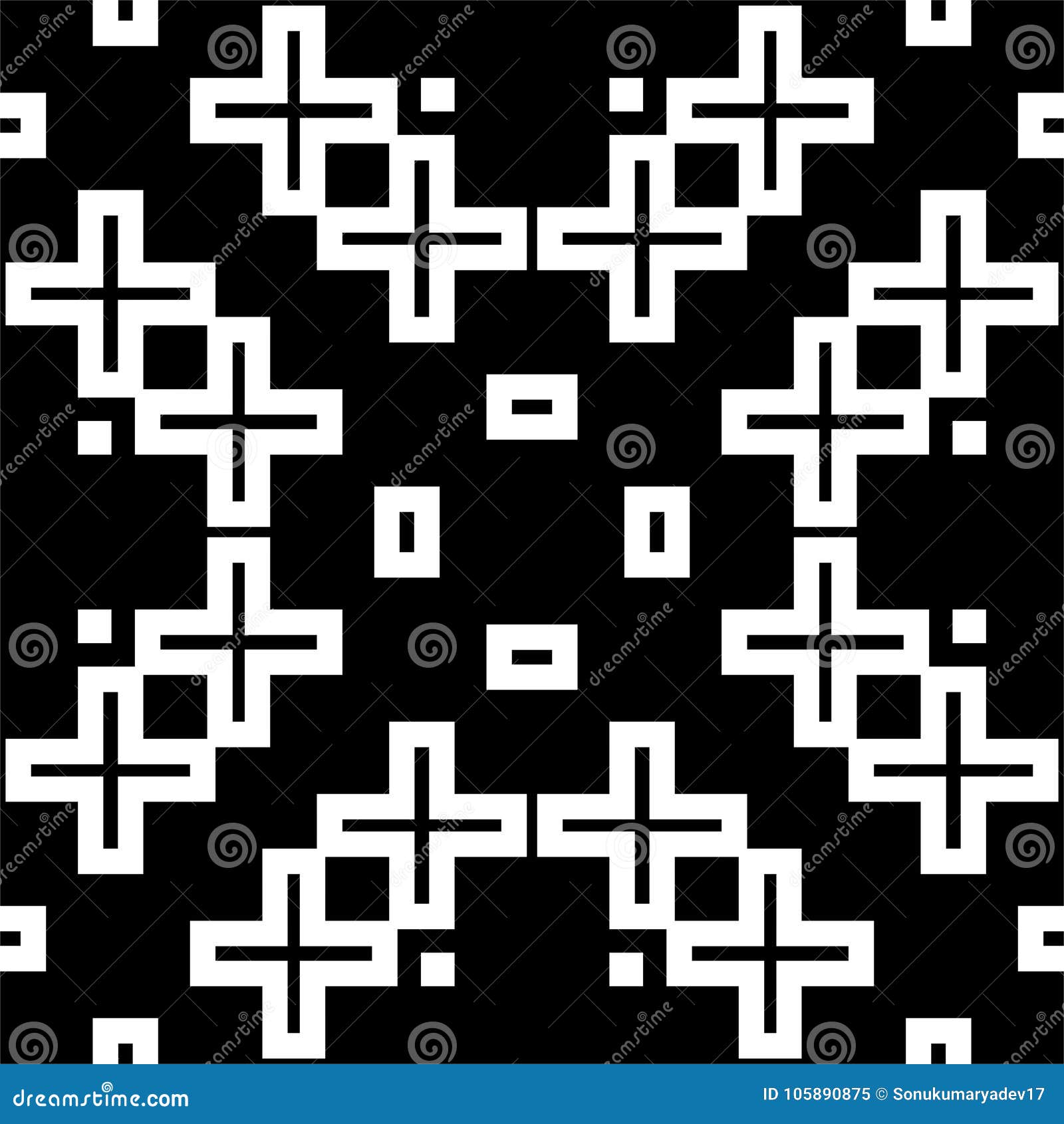 Black GEOMETRIC Seamless Pattern in White Background Stock Vector ...