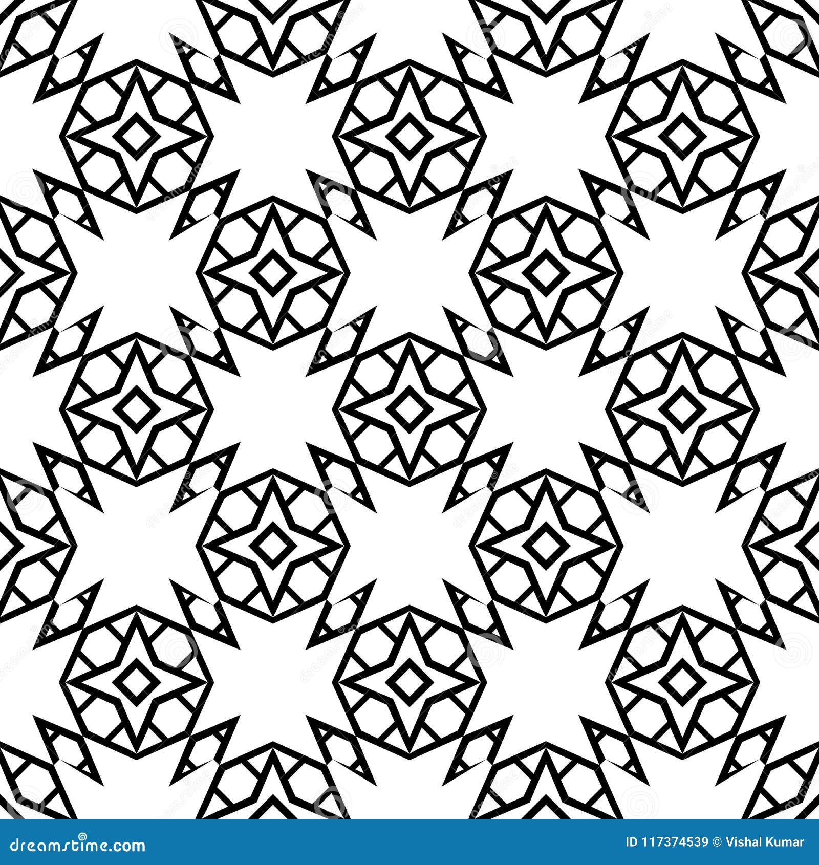 Black Geometric Seamless Pattern in White Background Stock Vector ...