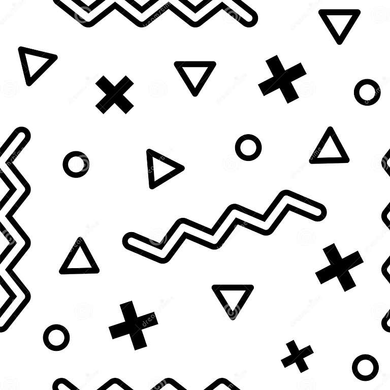 Black Geometric Shapes Including Plus Signs, Triangles, Circles and ...