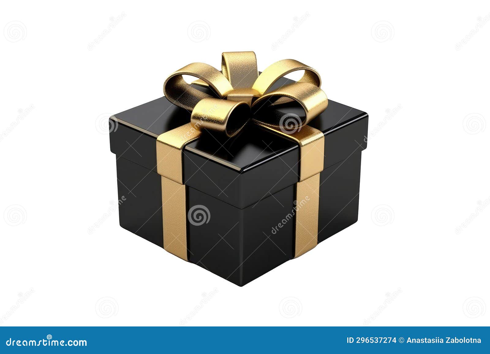 Black Gift Box with Gold Ribbon Stock Illustration - Illustration of ...