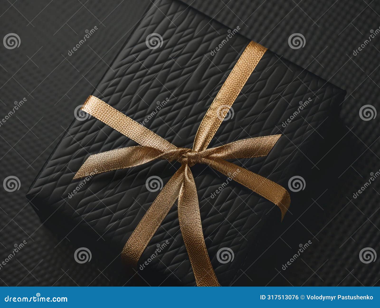 A Black Gift Box with Gold Ribbon Stock Photo - Image of black ...