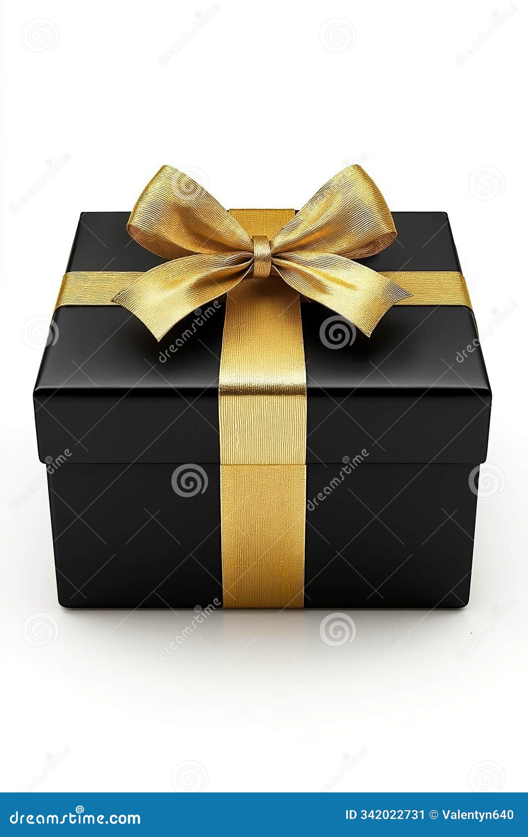 A Black Gift Box with a Gold Ribbon Tied Around it Stock Image - Image ...