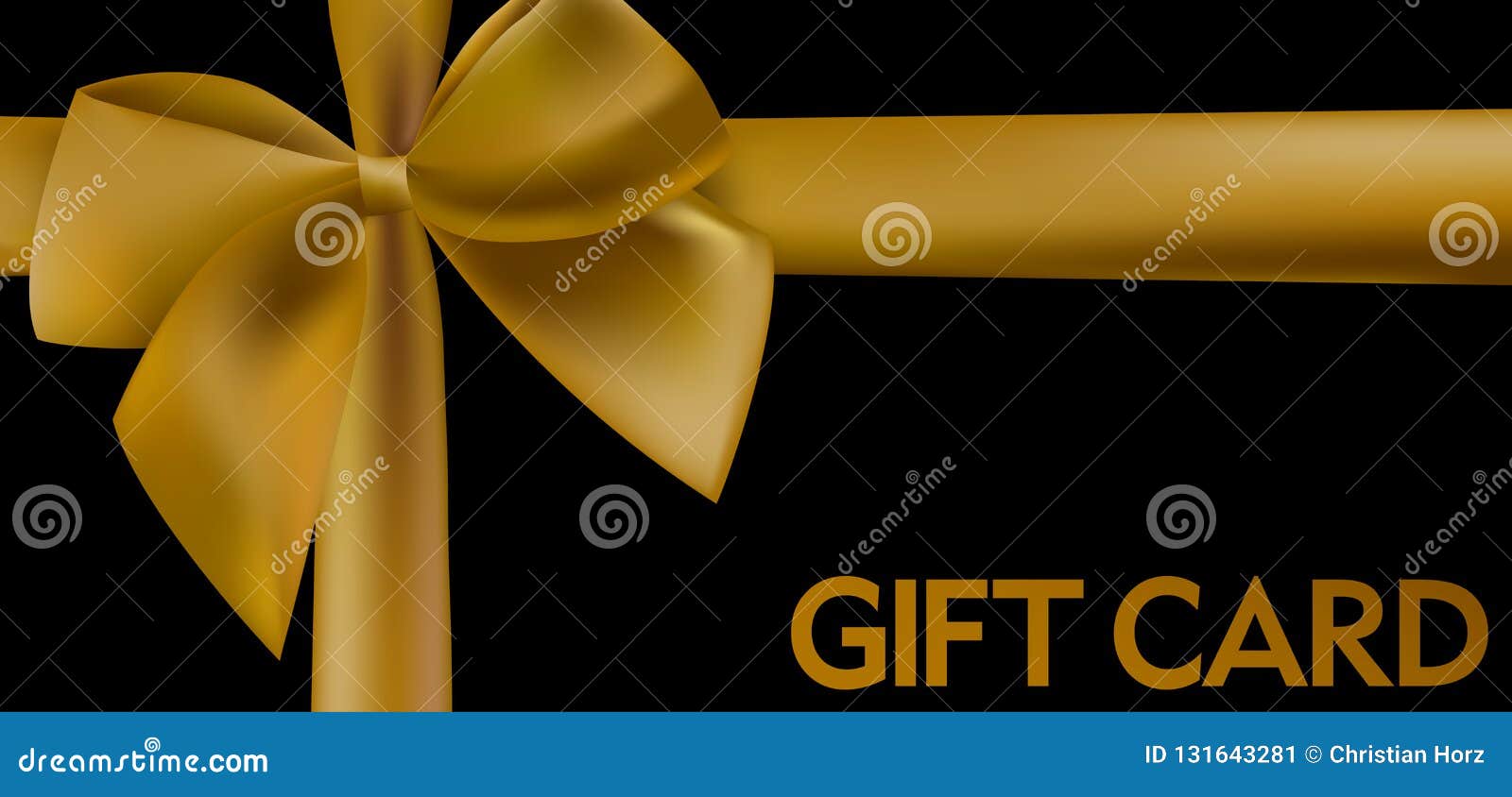 Black Gift Card with Gold Colored Ribbon Stock Vector - Illustration of ...