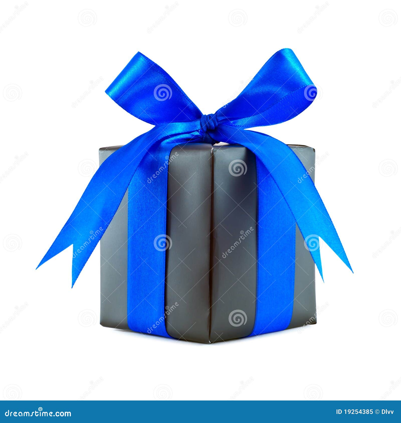 Black Gift Wrapped Present with Blue Bow Stock Image - Image of ...