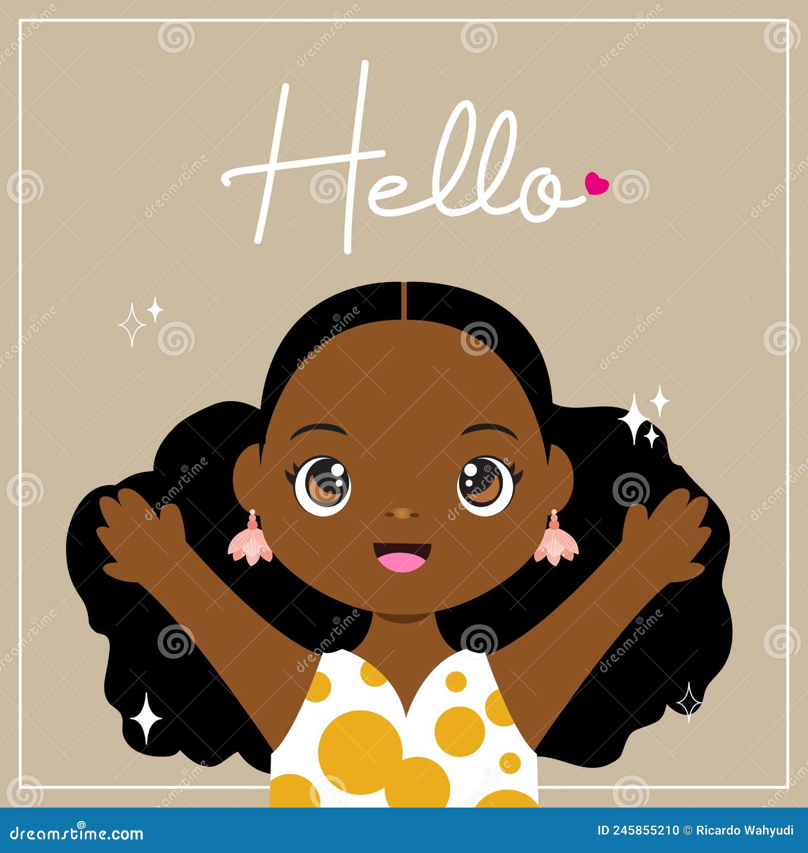 Black Girl Say Hello Illustration Stock Vector - Illustration of baby ...