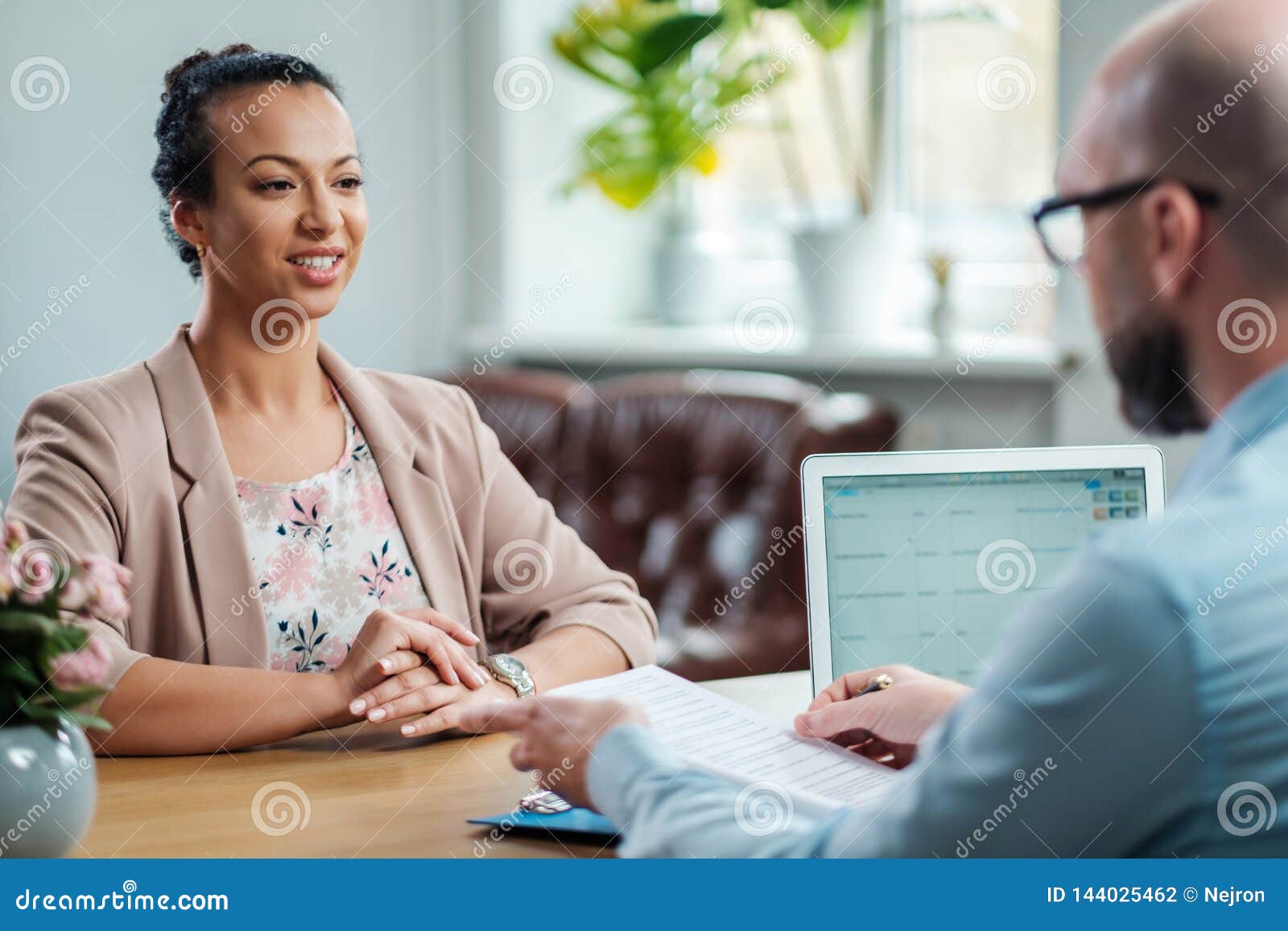 Black Girl Attending Job Interview Stock Photo - Image of entrepreneur ...