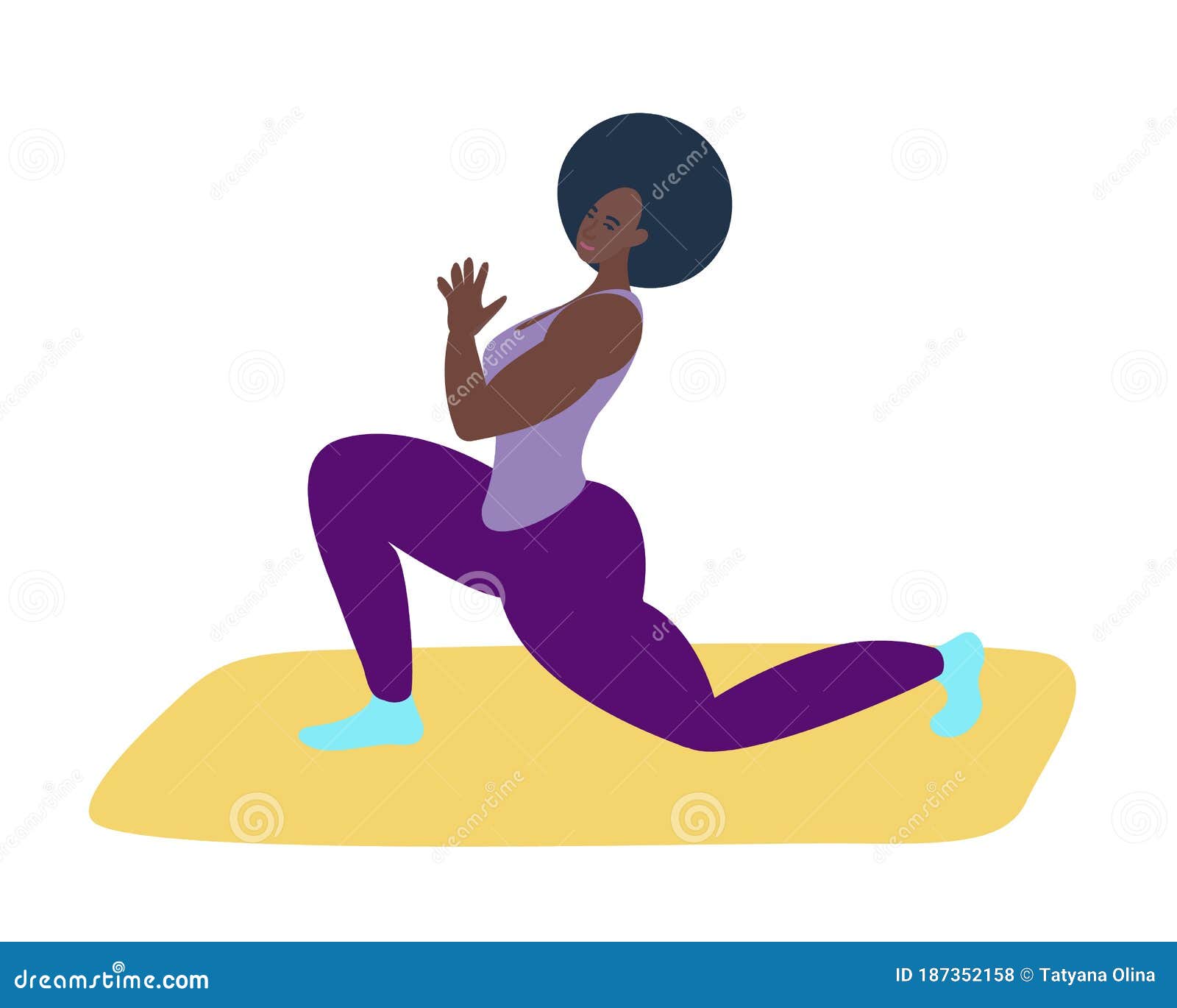 Black Girl Doing Yoga An Athletic African American Woman Practices Yoga