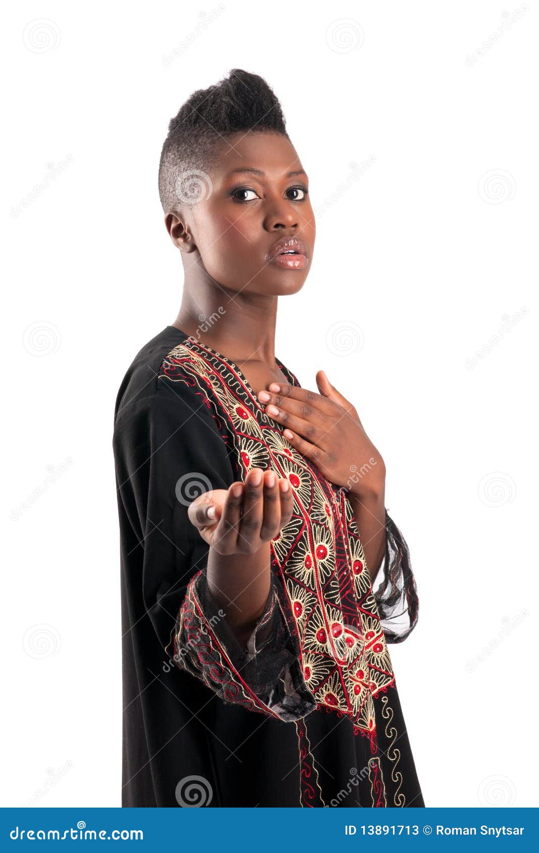 Black Girl with Outstretched Hand Stock Image - Image of casual, lady ...