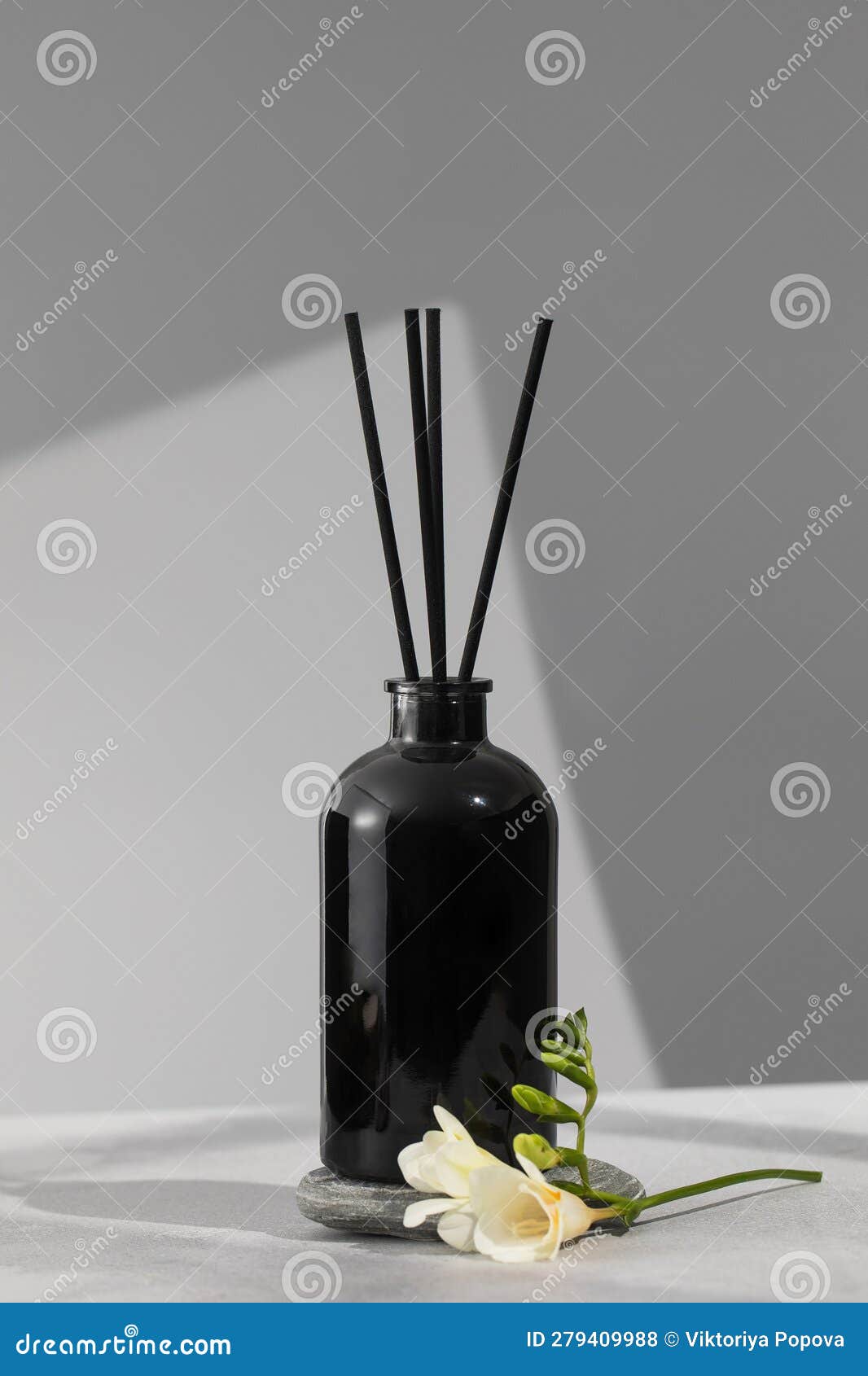 Black Glass Diffuser with the Scent of Flowers. the Concept of Home ...