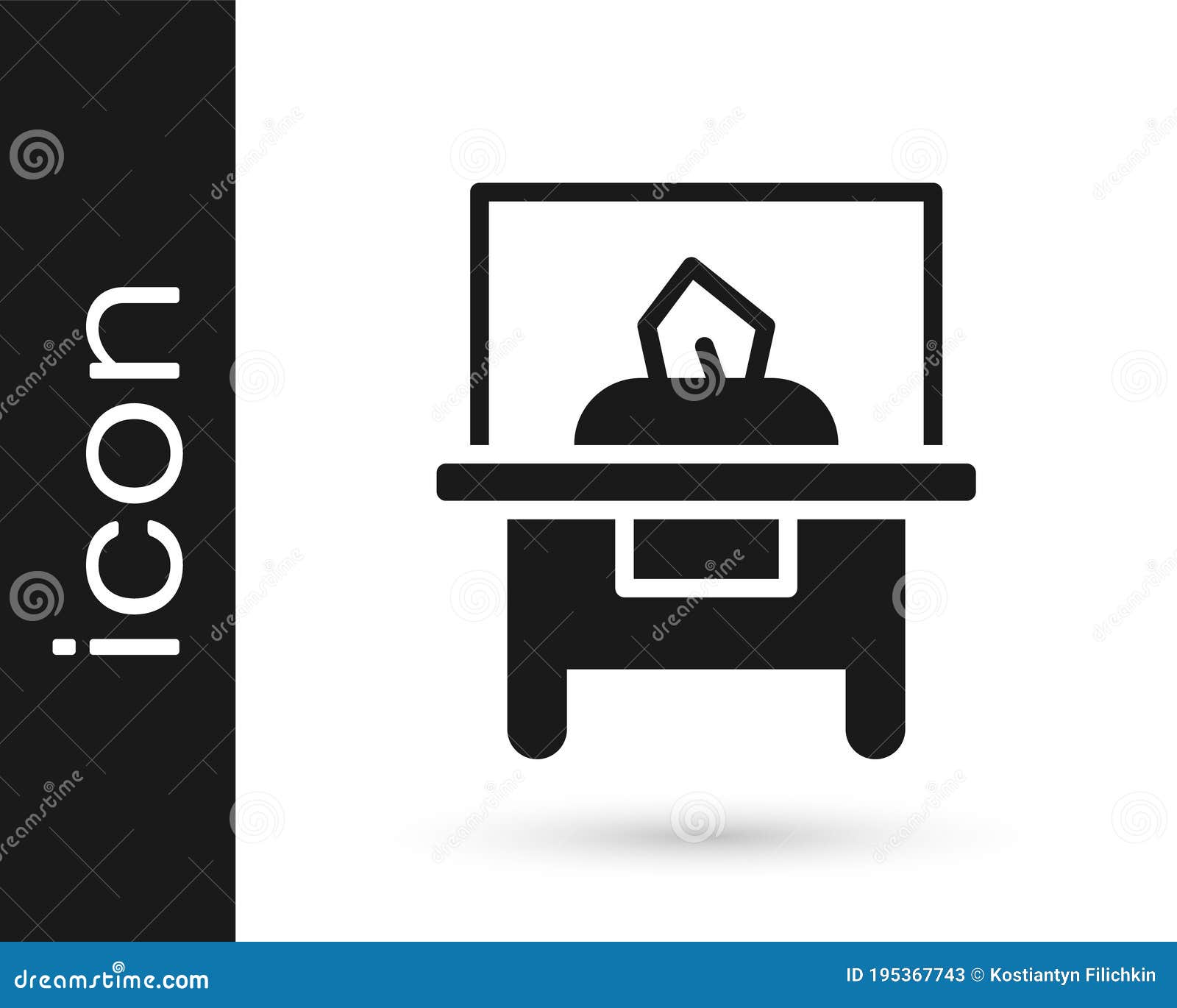 Black Glass Showcase for Exhibit Icon Isolated on White Background ...