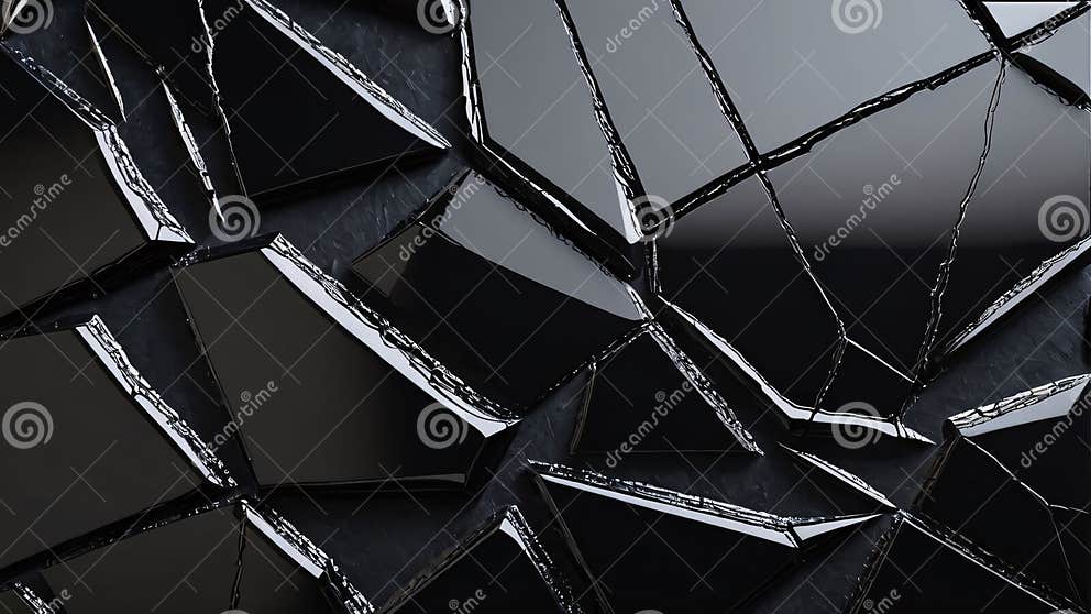 Black Glass Surface with Realistic Cracks. Top View Stock Illustration ...