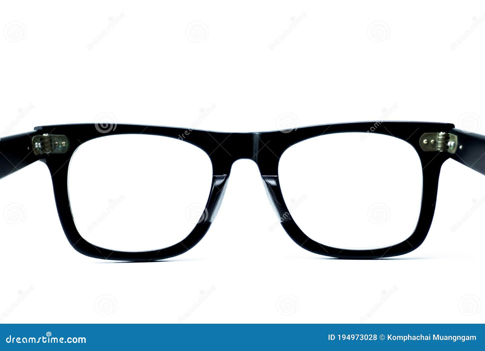 Black Glasses , View from the Back of the Lens on White Background ...