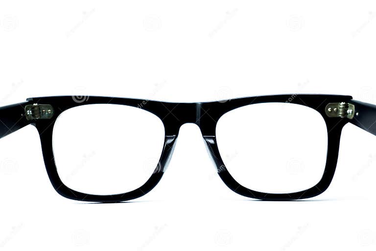 Black Glasses , View from the Back of the Lens on White Background ...