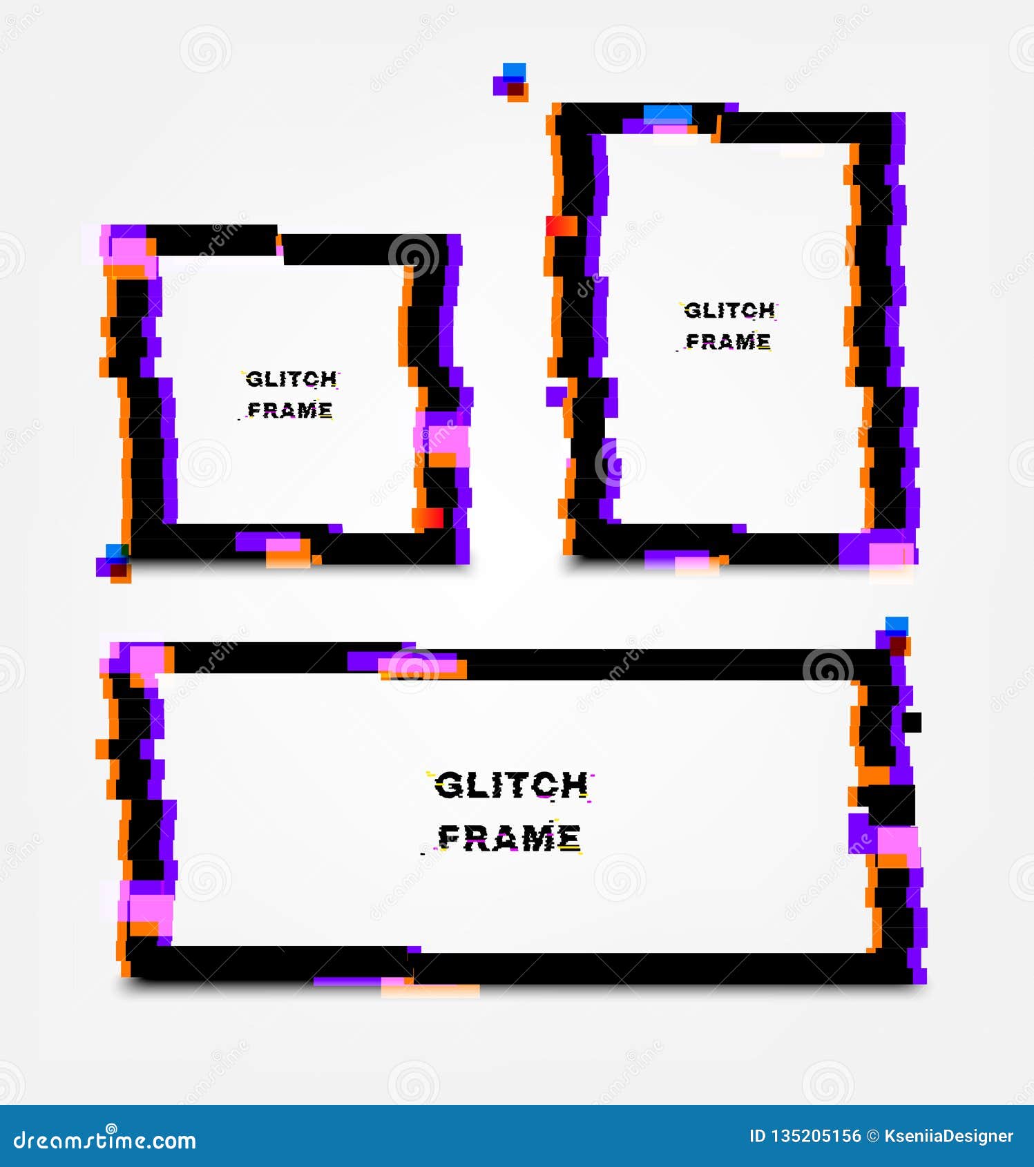 Glitch Frame On Dark Backdrop. Color Distortions And Pixel Noise ...