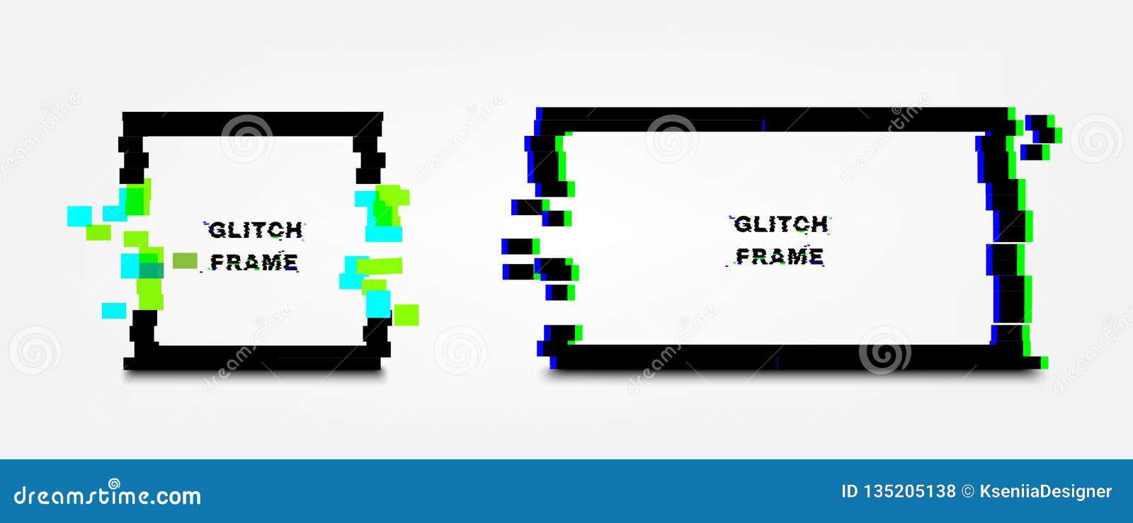 Glitch Frame On Dark Backdrop. Color Distortions And Pixel Noise ...