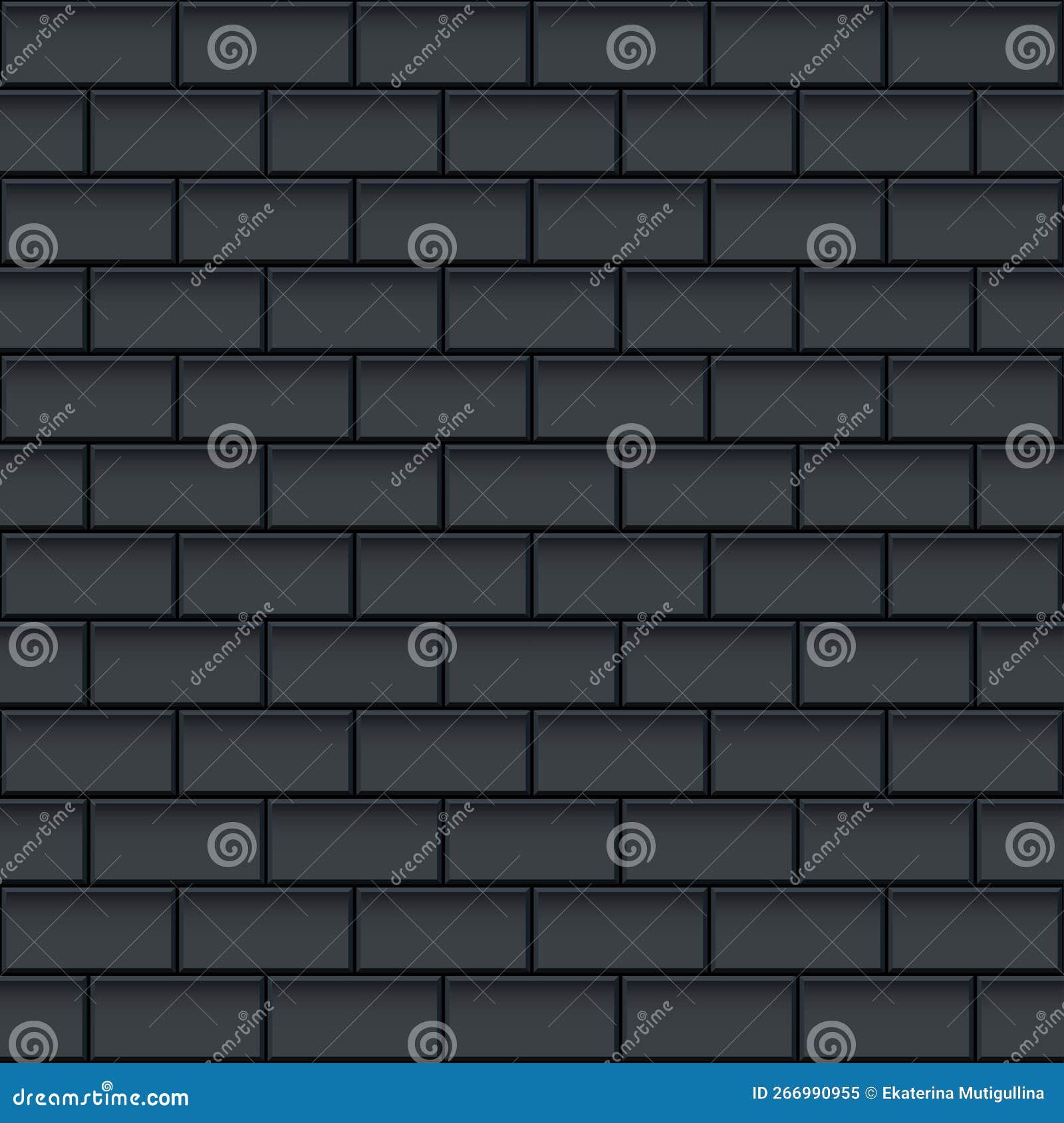 Black Glossy Brick Wall with Ceramic Rectangle Tiles Seamless Pattern ...