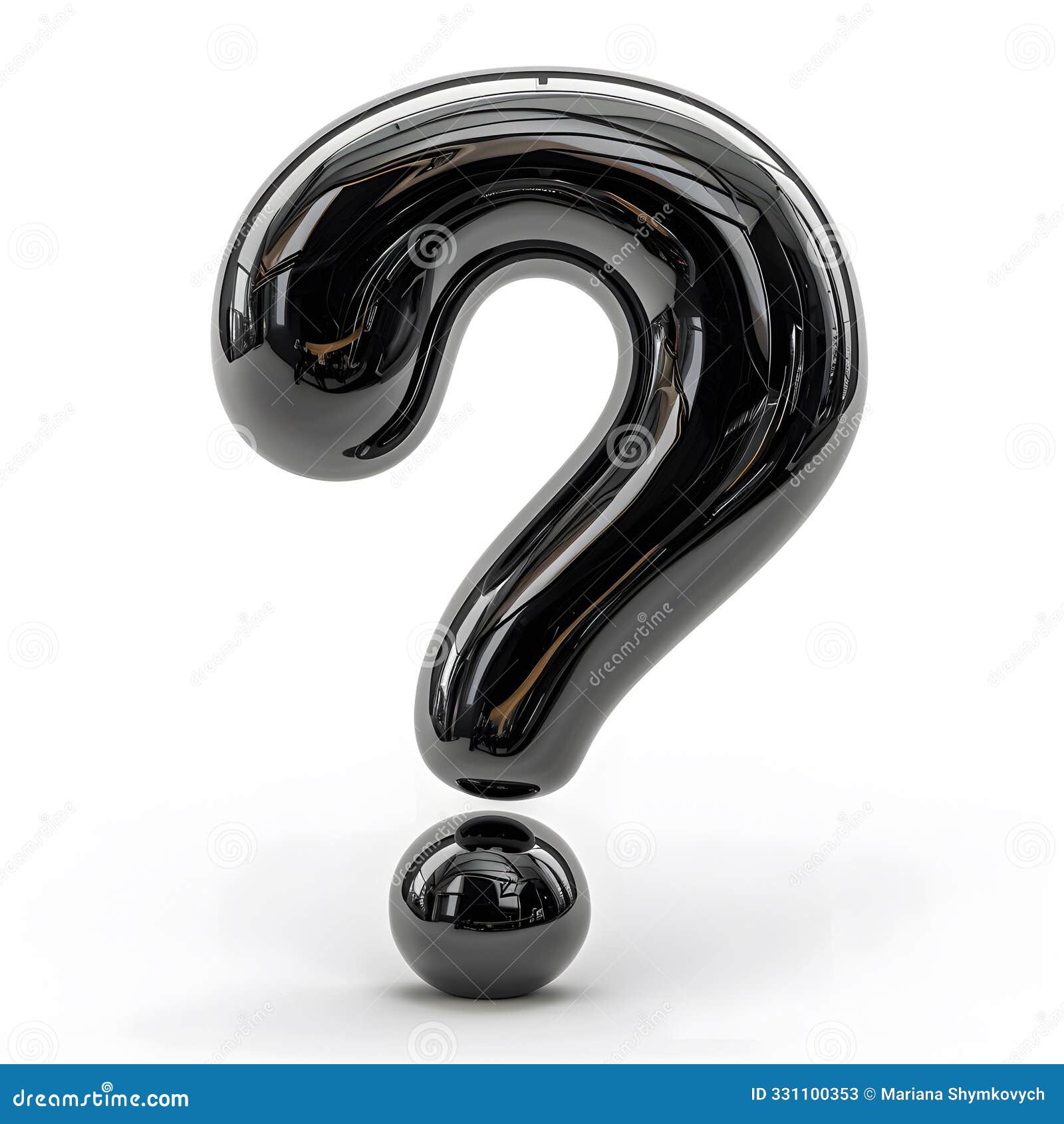 A Black Glossy 3D Question Mark on a White Background. it Represents ...