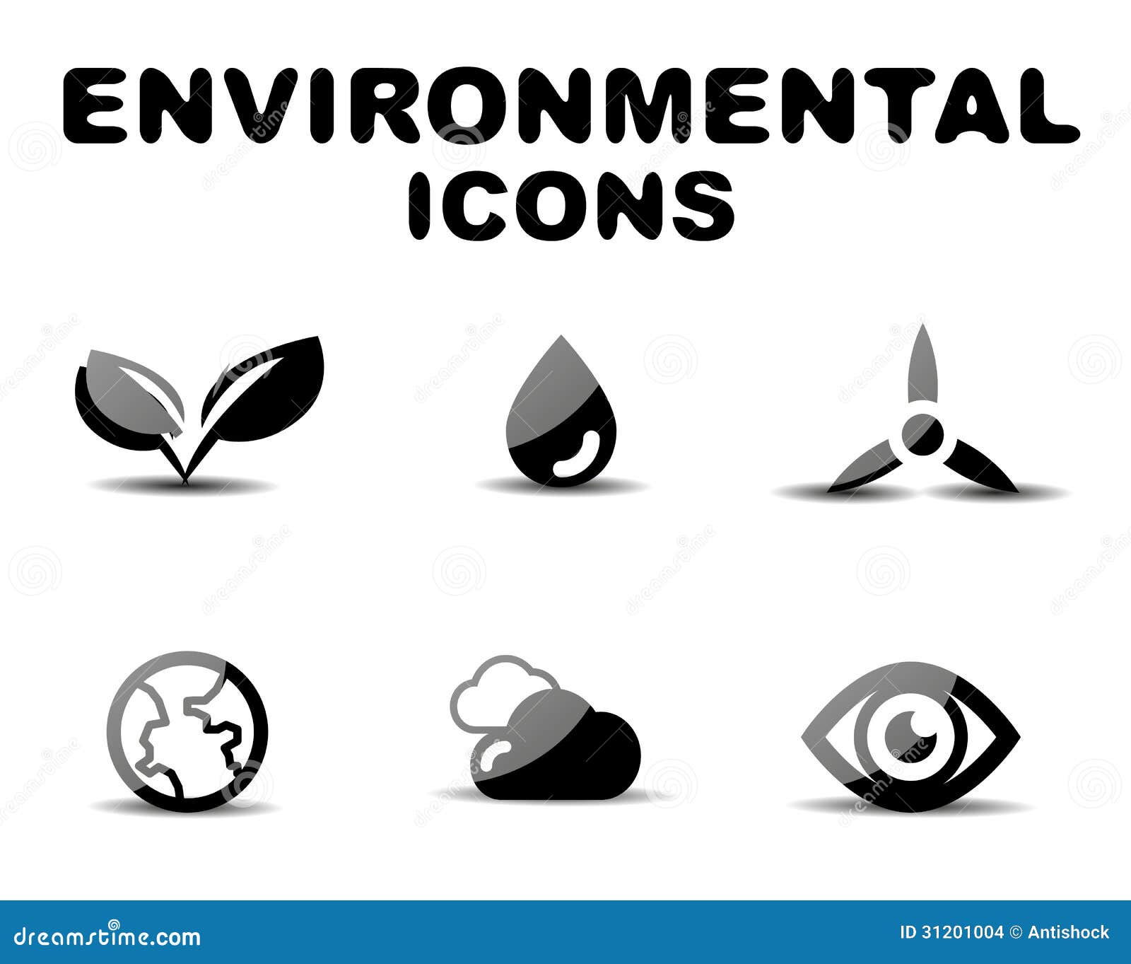 Black Glossy Environmental Icon Set Stock Vector - Illustration of ...