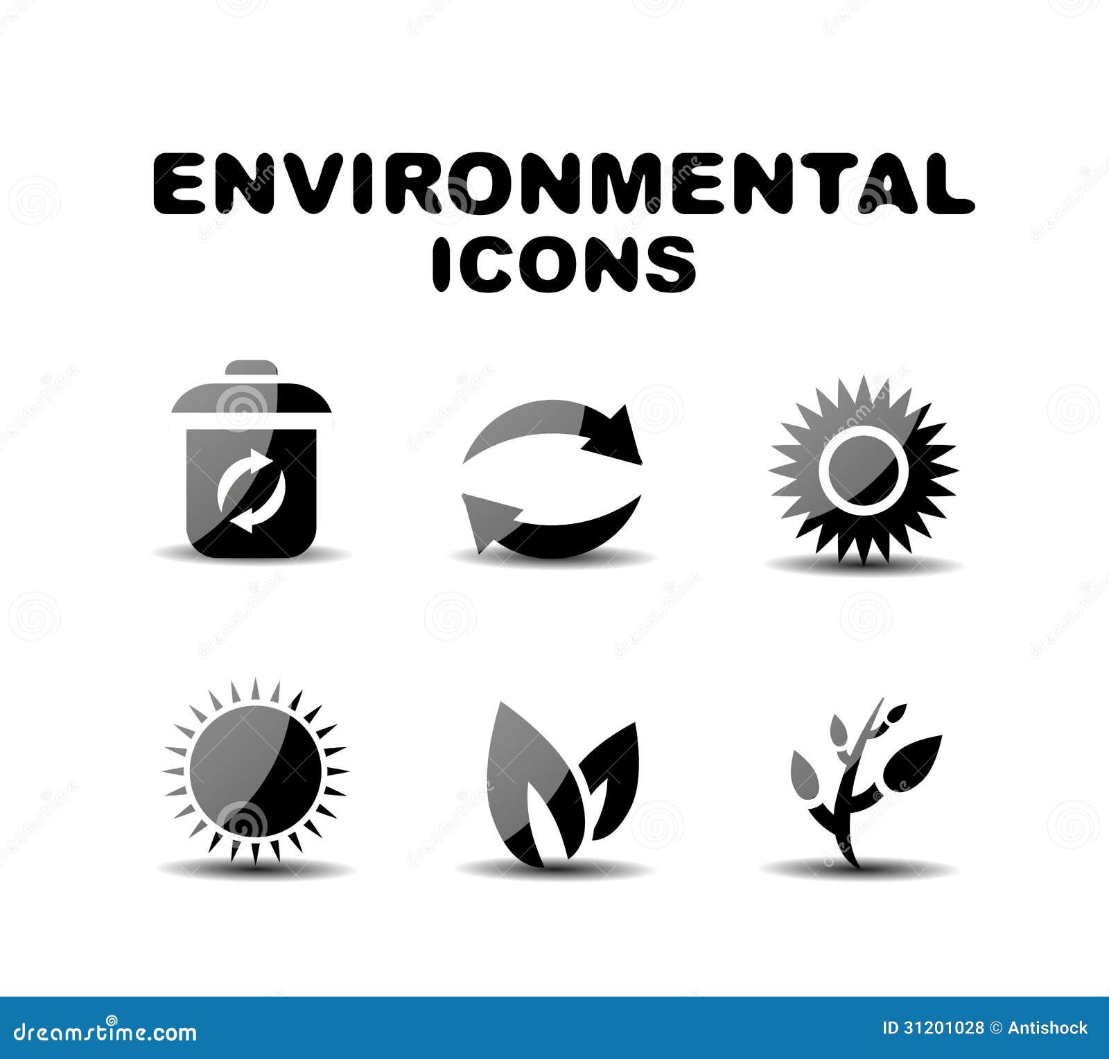 Black Glossy Environmental Icon Set Stock Vector - Illustration of ...