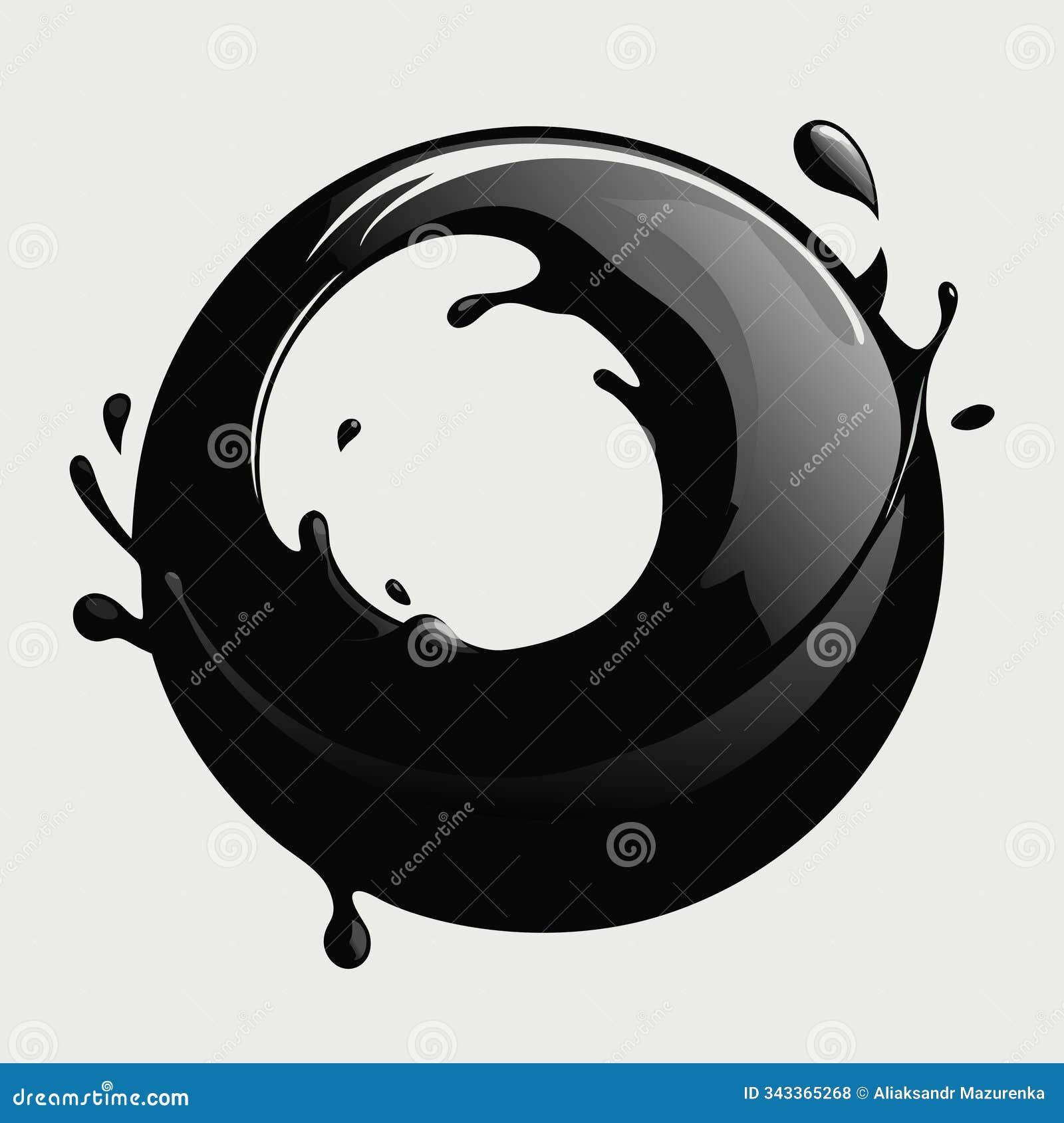 Black Glossy Liquid Circle Shape Splash. Realistic 3d Vector ...