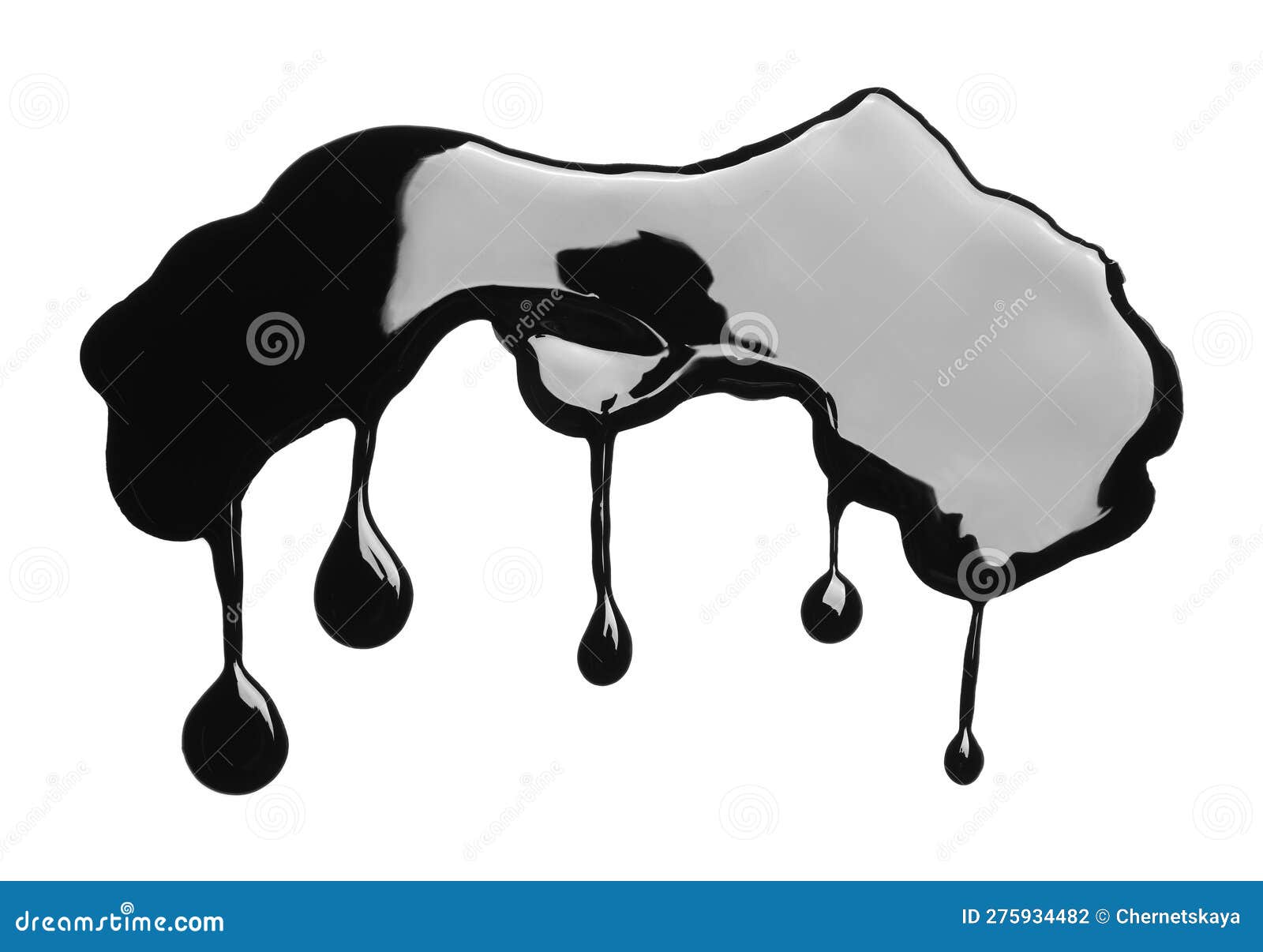 Black Glossy Paint Spilled on White Background, Top View Stock ...
