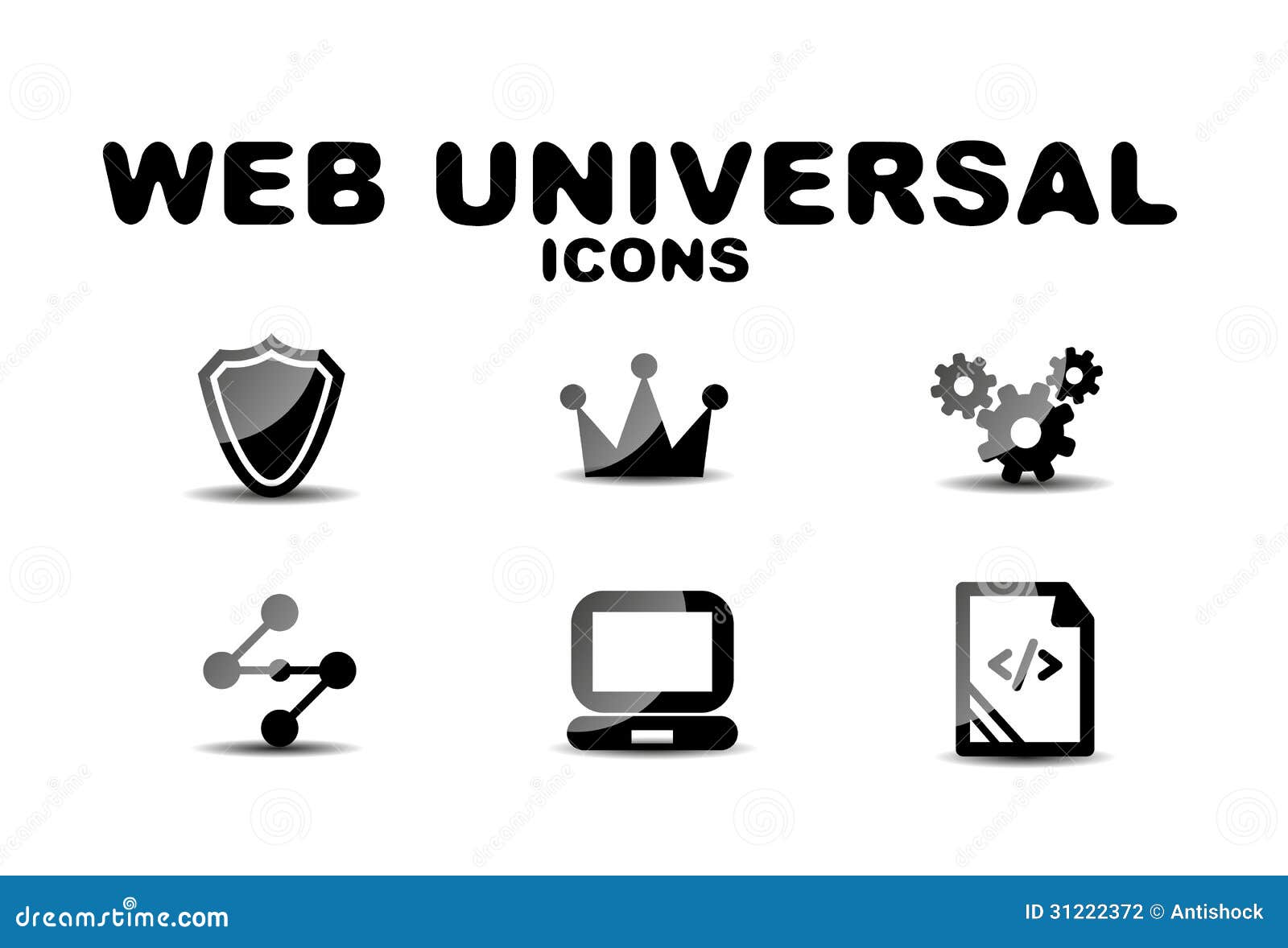 Black Glossy Web Universal Icon Set Stock Vector - Illustration of gear ...