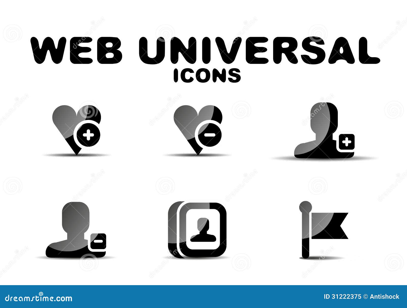 Black Glossy Web Universal Icon Set Stock Vector - Illustration of ...